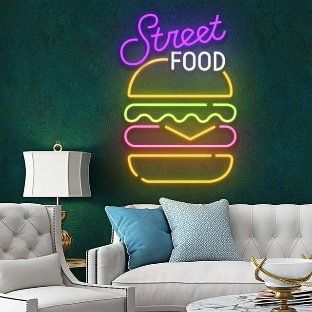 Glowneon Street Food Neon Sign, Fast Food Welcome Open Sign Decor ...