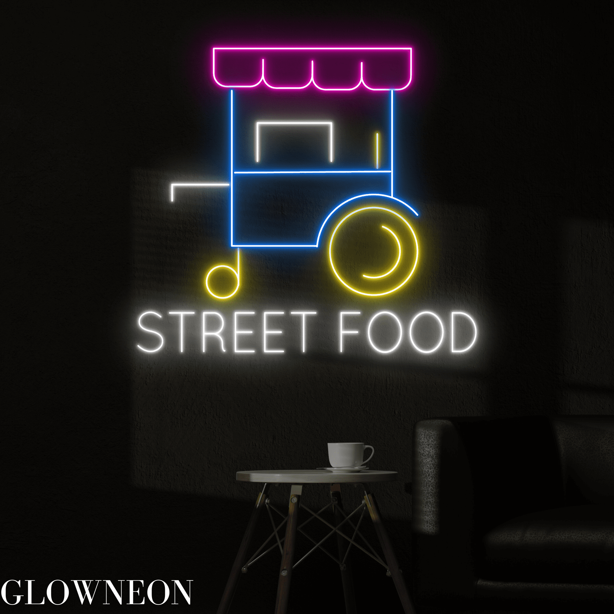 Glowneon Street Food Neon Sign, Mobile Street Food Car Wall Led Sign ...