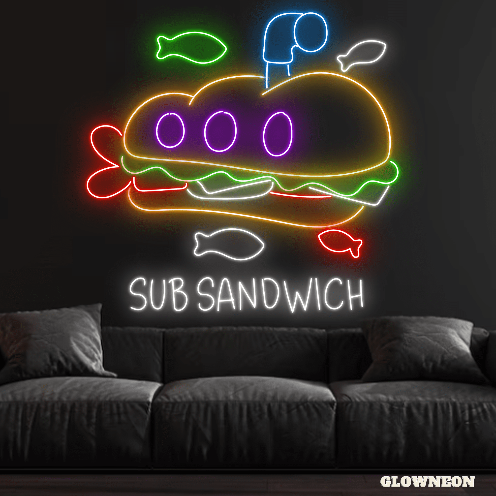 Glowneon Sub Sandwich Neon Sign, Sandwich Decor, Fast Food Shop Decor ...