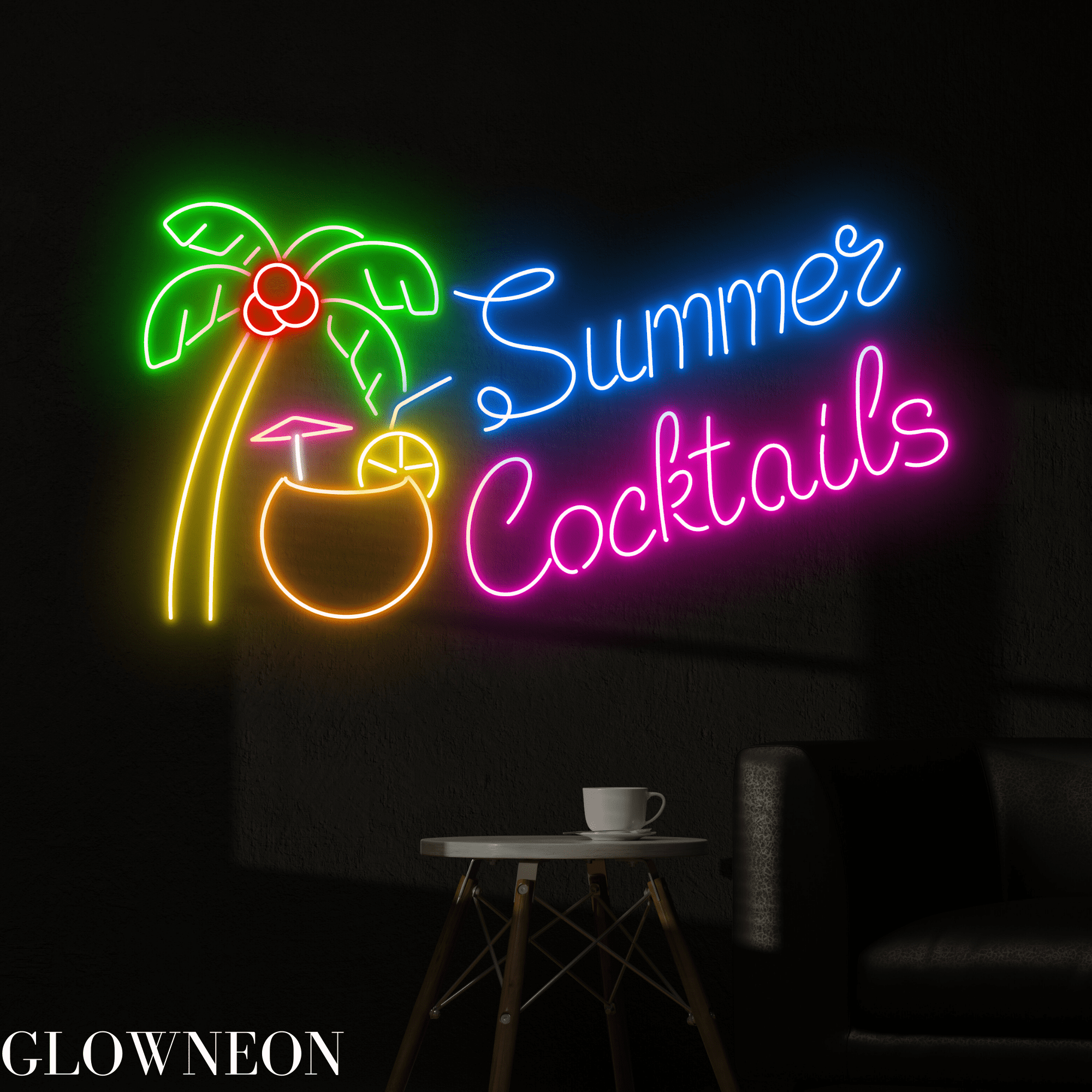 Glowneon Summer Cocktails Neon Sign, Summer CocktailBar Led ?Decor ...