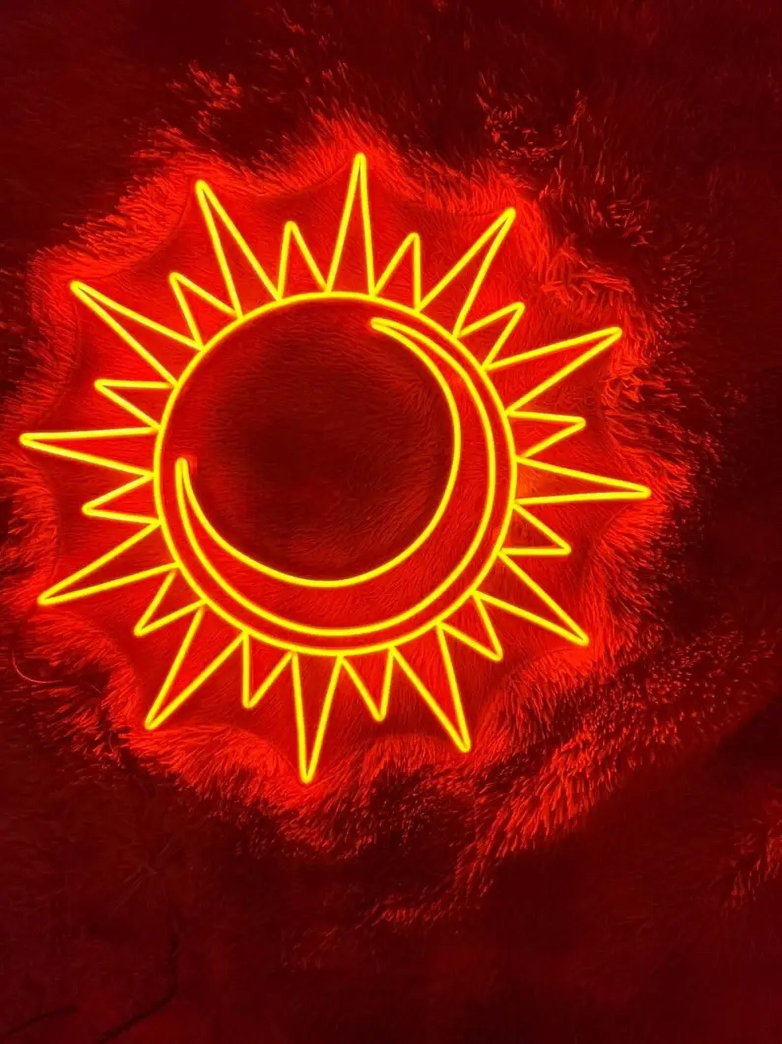 Glowneon Sun And Moon Neon Sign, Abstract Art Wall LED Light Decor ...
