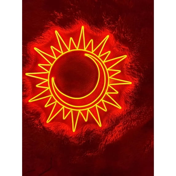 Glowneon Sun And Moon Neon Sign, Abstract Art Wall LED Light Decor ...