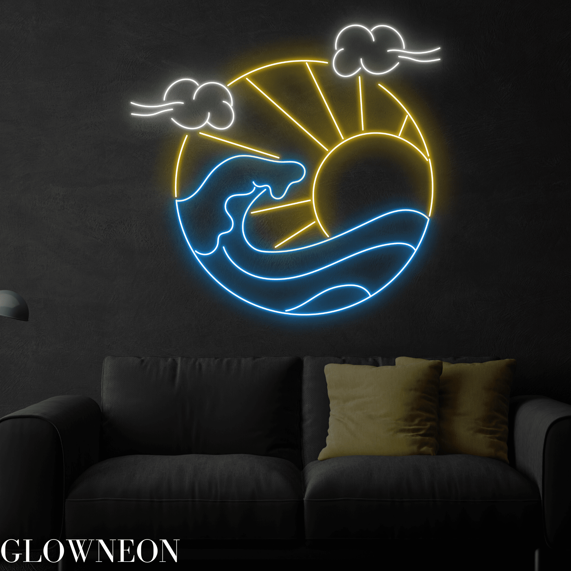 Glowneon Sun Beach Cloud Neon Sign, Sun Cloud Led Sign, Bedroom Decor ...