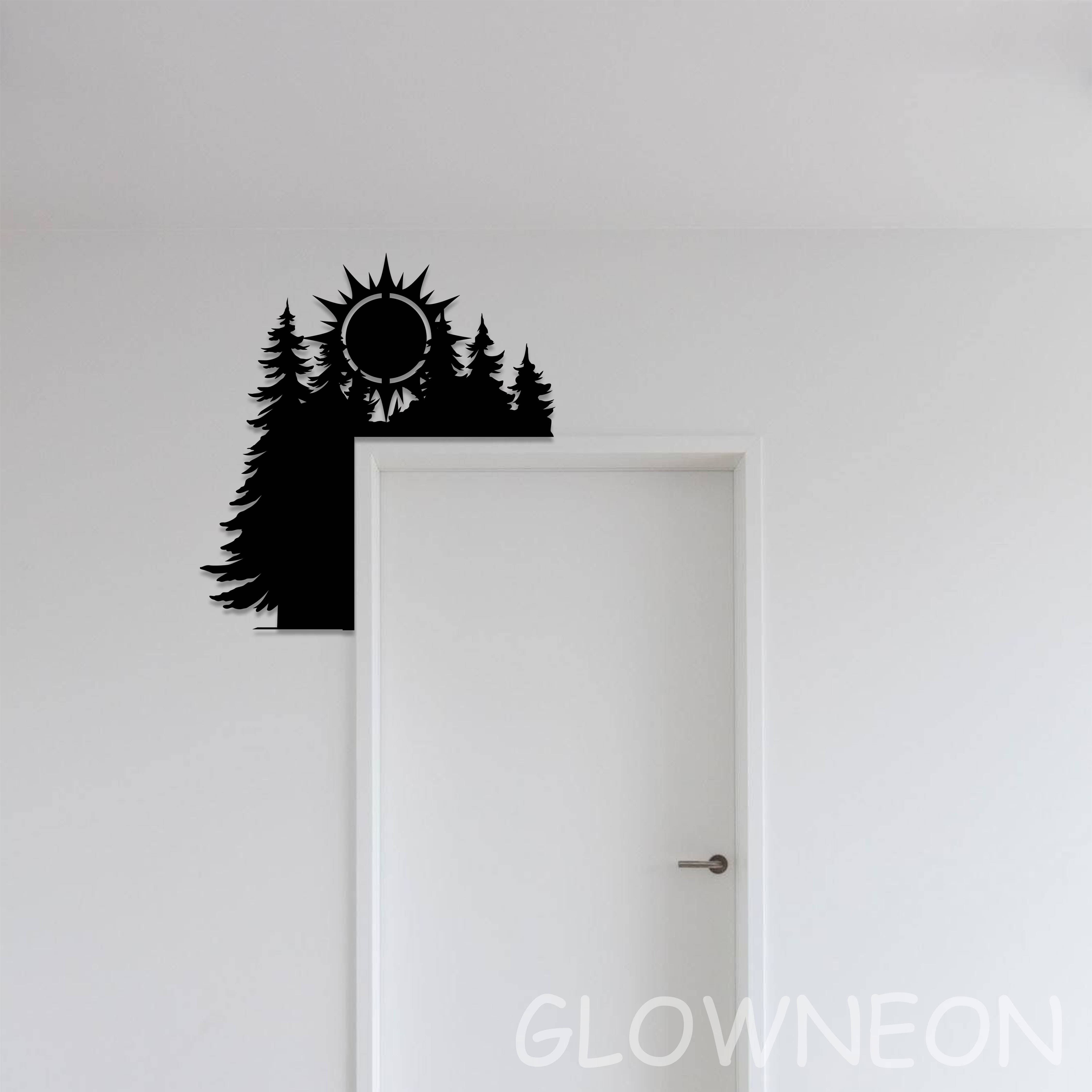 Glowneon Sun Forest Metal Sign For Above Door Decor, Door Corner Sign ...