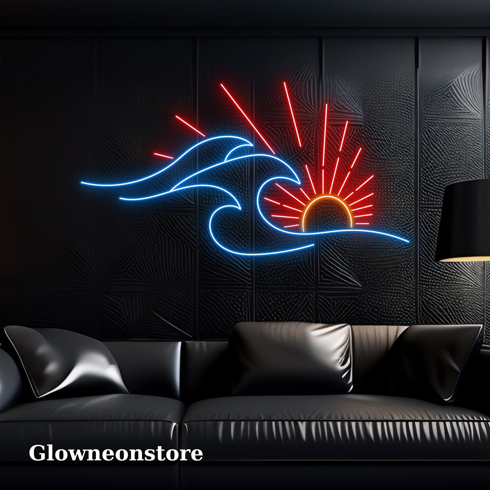 Glowneon Sun Wave Neon Sign, Sun Wave Led Sign, Nature Wall Decor ...
