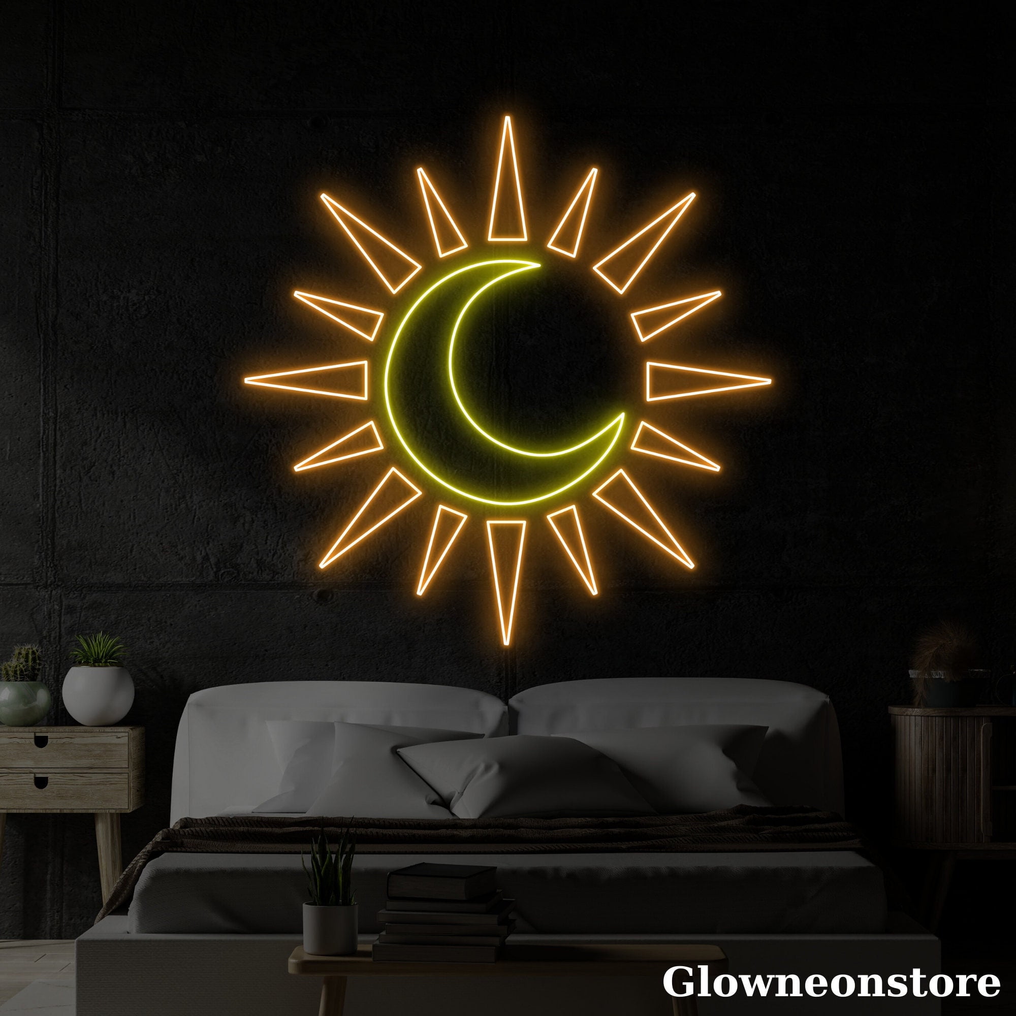 Glowneon Sun and Moon Neon Sign, Sunrise Neon Sign, Sunset Neon Sign ...