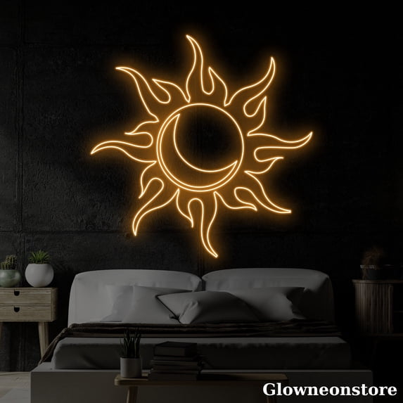 Glowneon Sun and Moon Neon Sign, Sunset Neon Sign, Sunrise Led Light ...