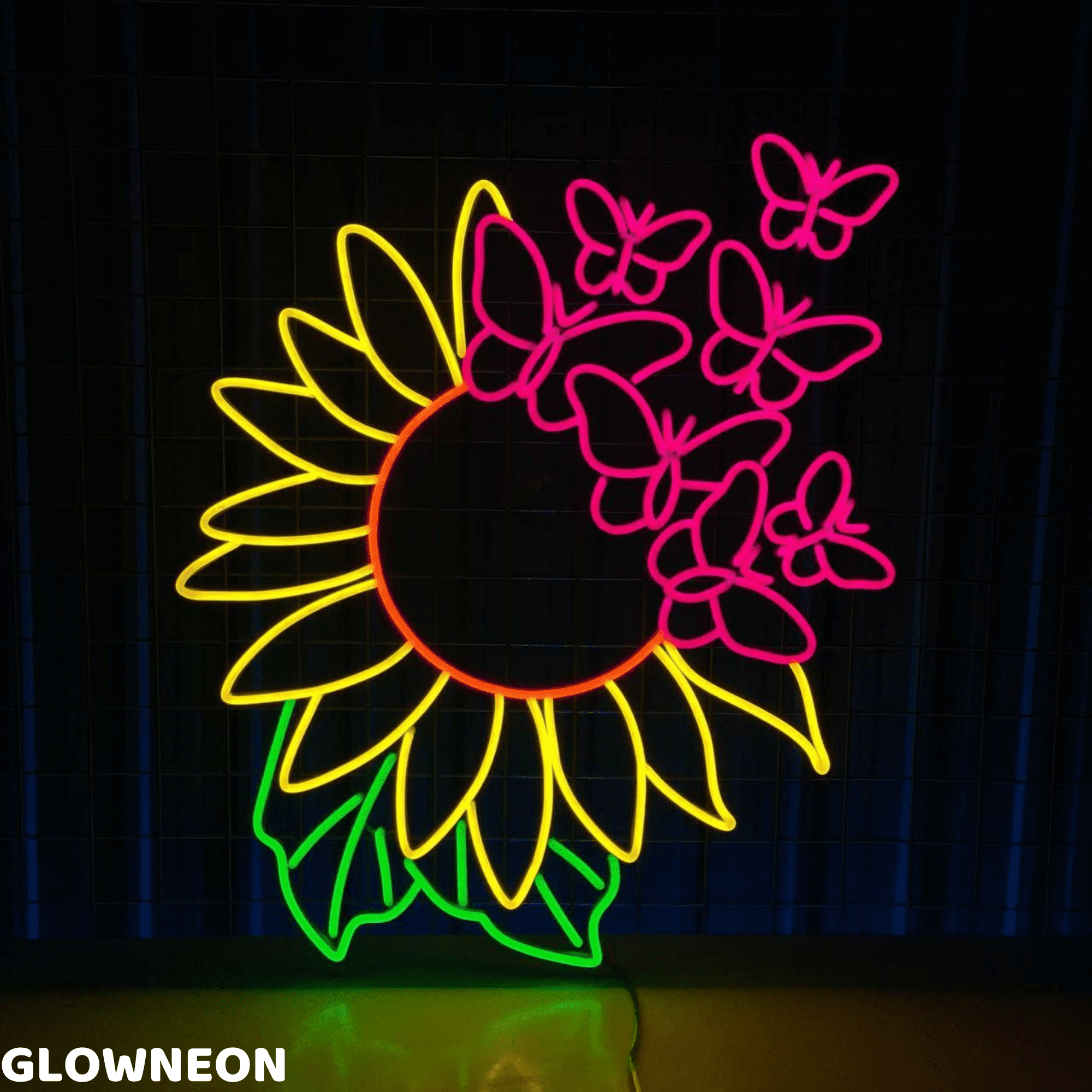 Glowneon Sunflower Butterflies Neon Sign, Sunflower Led Gift For Mom ...
