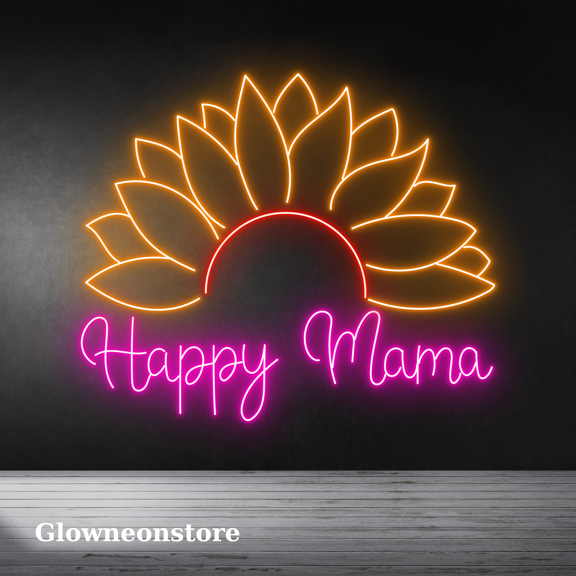 Glowneon Sunflower Happy Mama Neon Sign, Mother's Day Gift Led Neon ...