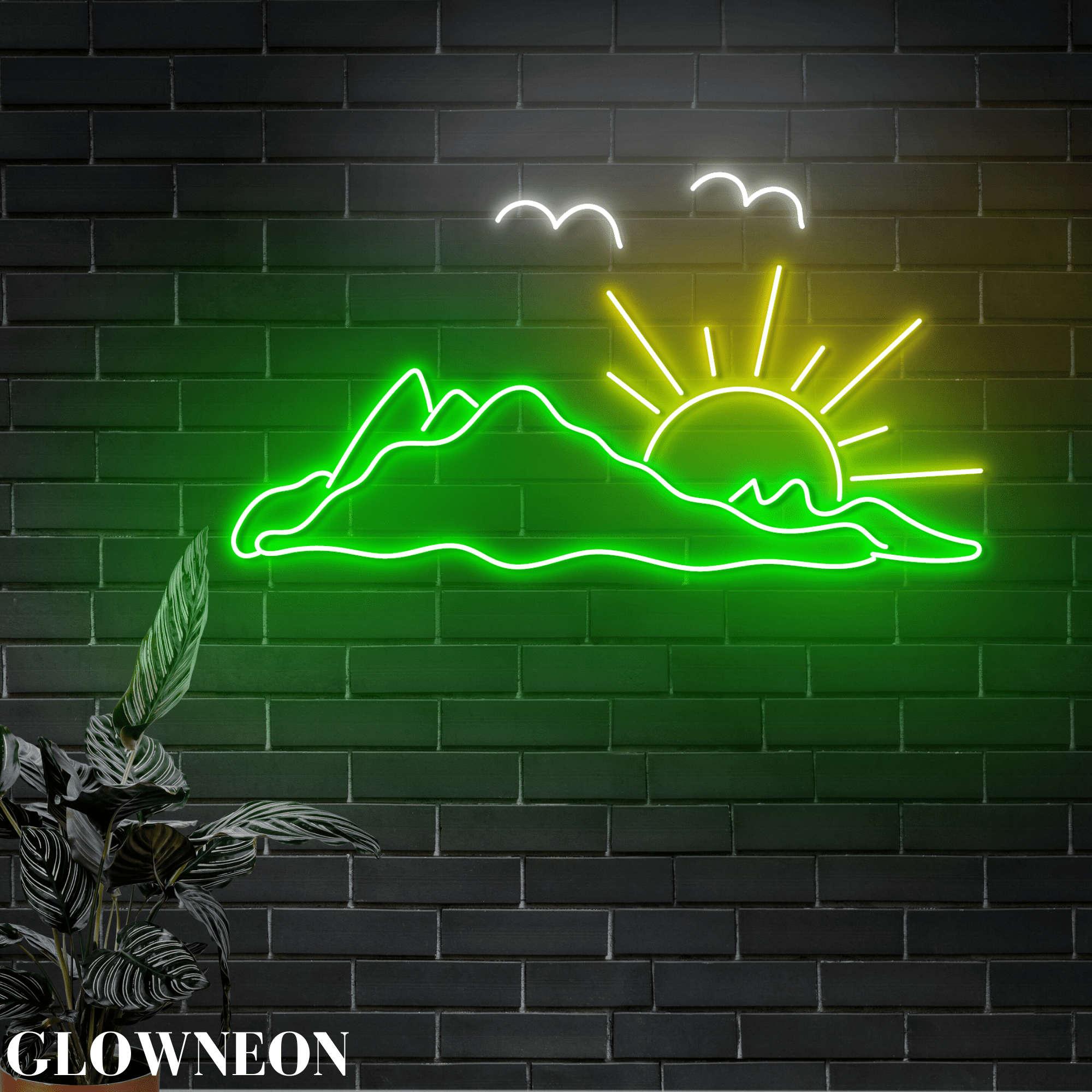 Glowneon Sunset Led Sign, Mountain Sunset Led Sign, Mountain Wall Art ...