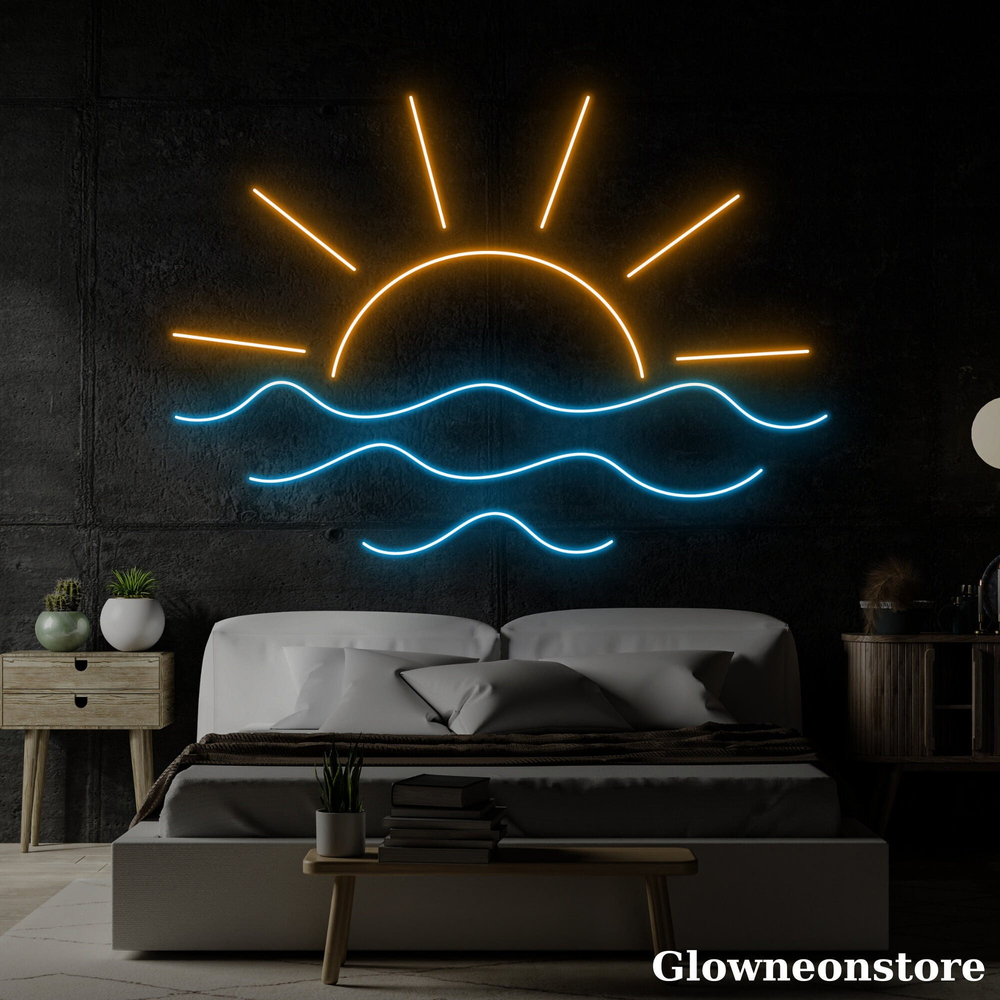 Glowneon Sunset on Beach Neon Sign, Sunset Led Sign, Sunrise Led Light ...