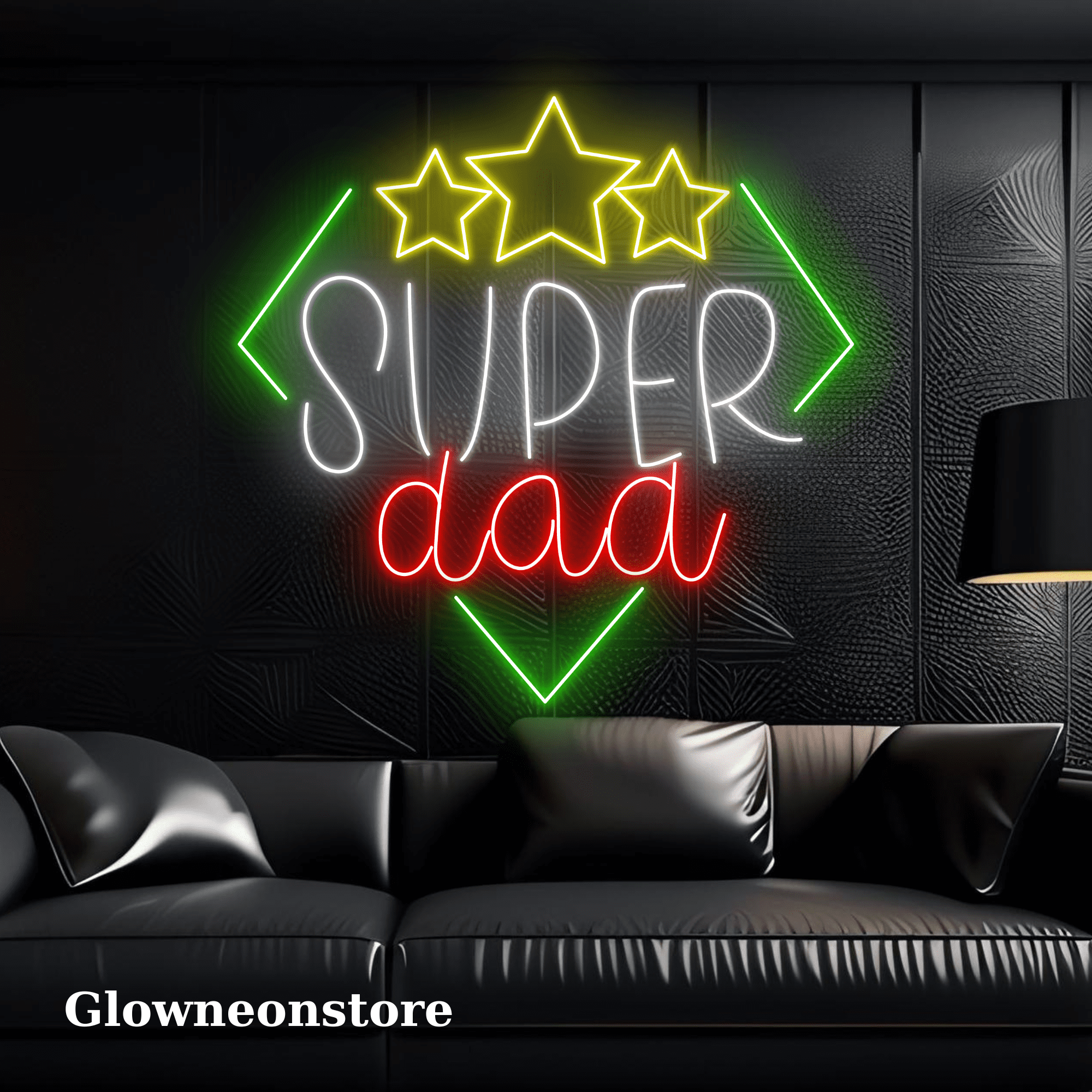 Glowneon Super Dad Star Neon Sign, Father's Day Gift Neon Light ...