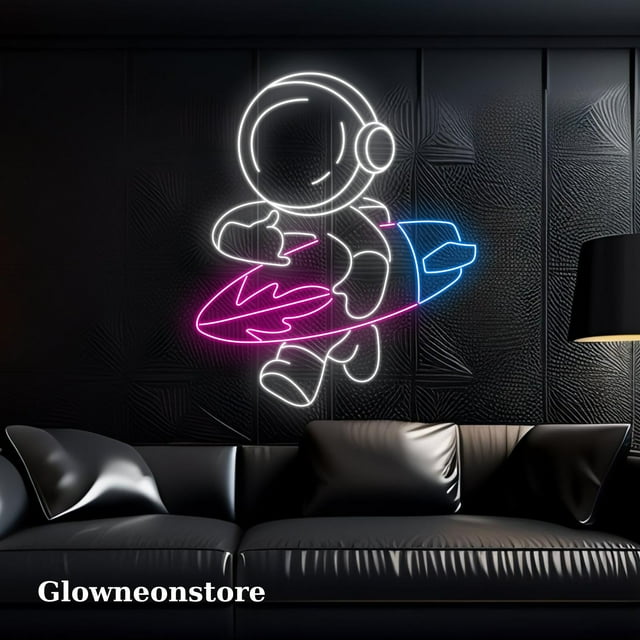 Glowneon Surf Astronaut Neon Sign, Surf Astronaut Led Light, Surf Neon ...