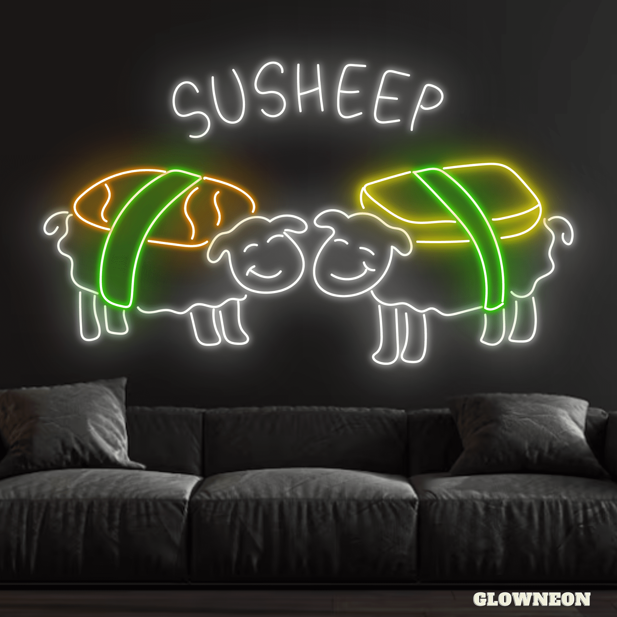 Glowneon Susheep Neon Sign, Sushi Decor, Sushi Restaurant Decor ...