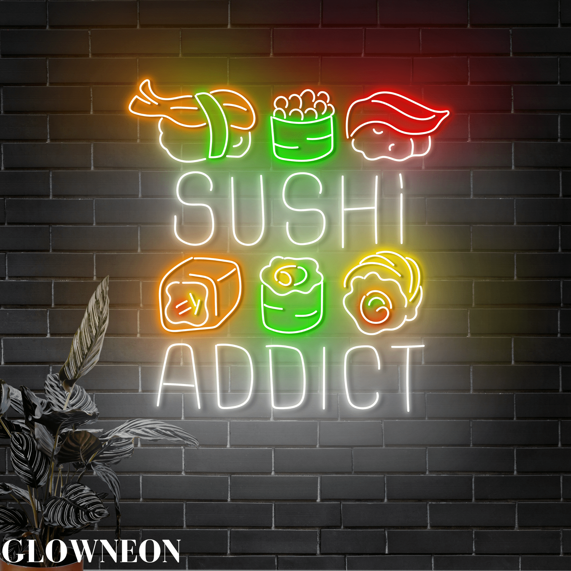 Glowneon Sushi Addict Led Sign, Japanese Sushi Sign, Japan Food Decor ...