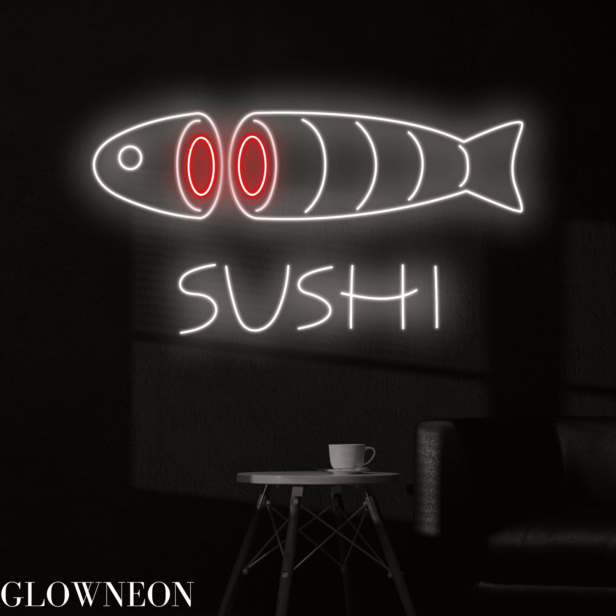 Glowneon Sushi Cut Neon Sign, Sushi Restaurant Wall Art Led Light ...