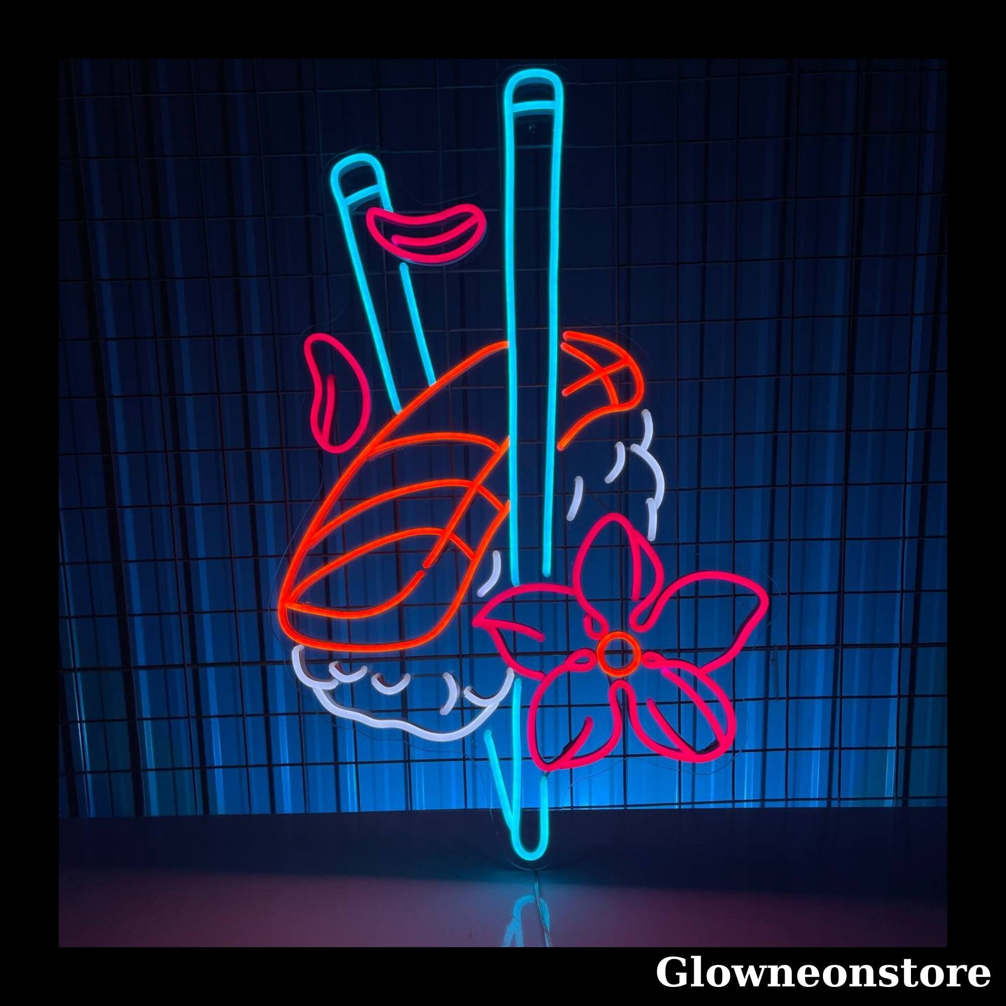 Glowneon Sushi Floral Neon Sign, Sushi Led Sign, Japanese Food Sign ...