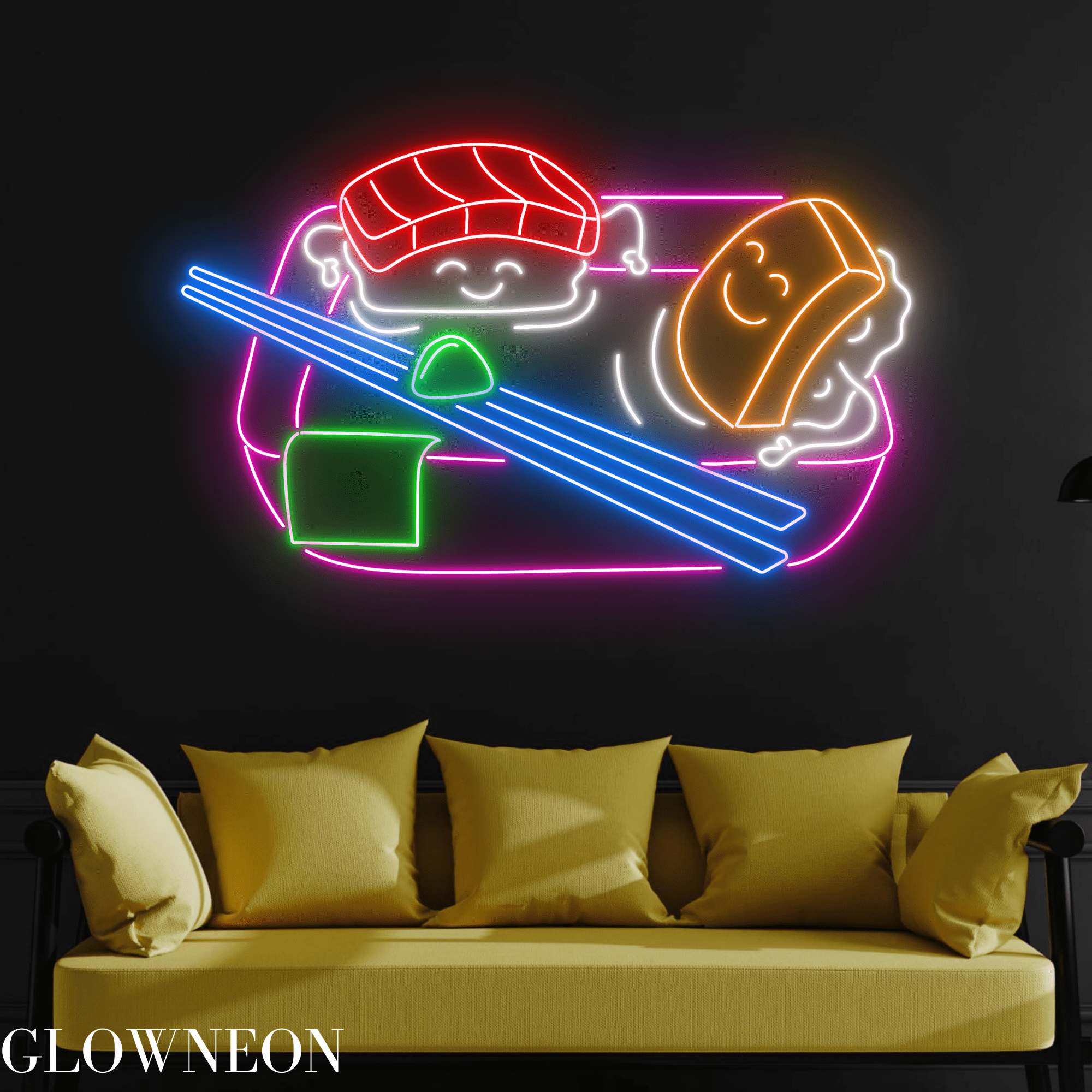Glowneon Sushi In Bath Sauce Neon Sign, Japanese Sushi Shop Led Decor ...