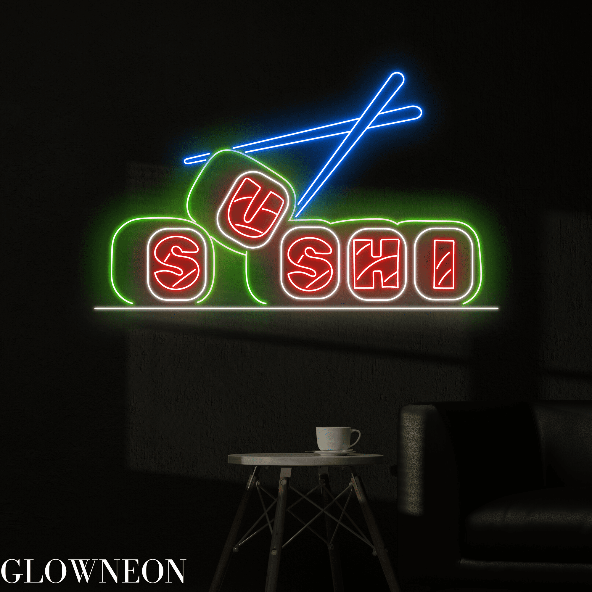 Glowneon Sushi Signage Neon Sign, Japanese Sushi Store Wall Led Decor ...