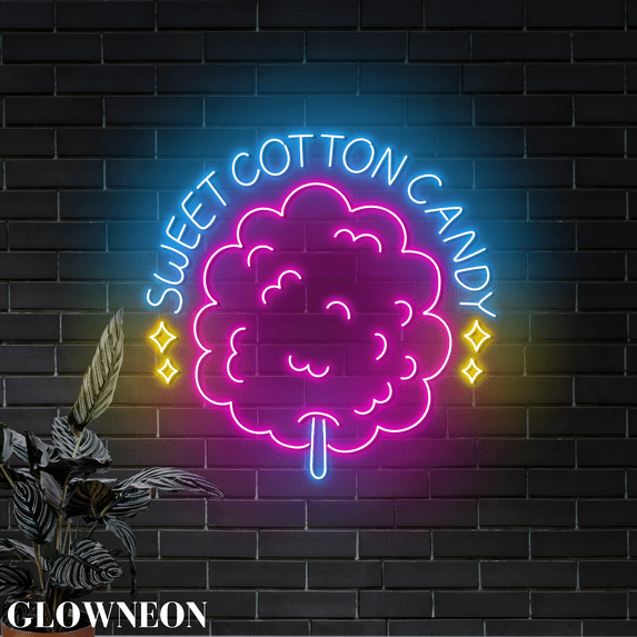 Glowneon Sweet Cotton Candy Neon Wall Decor, Cotton Candy Shop Decor ...