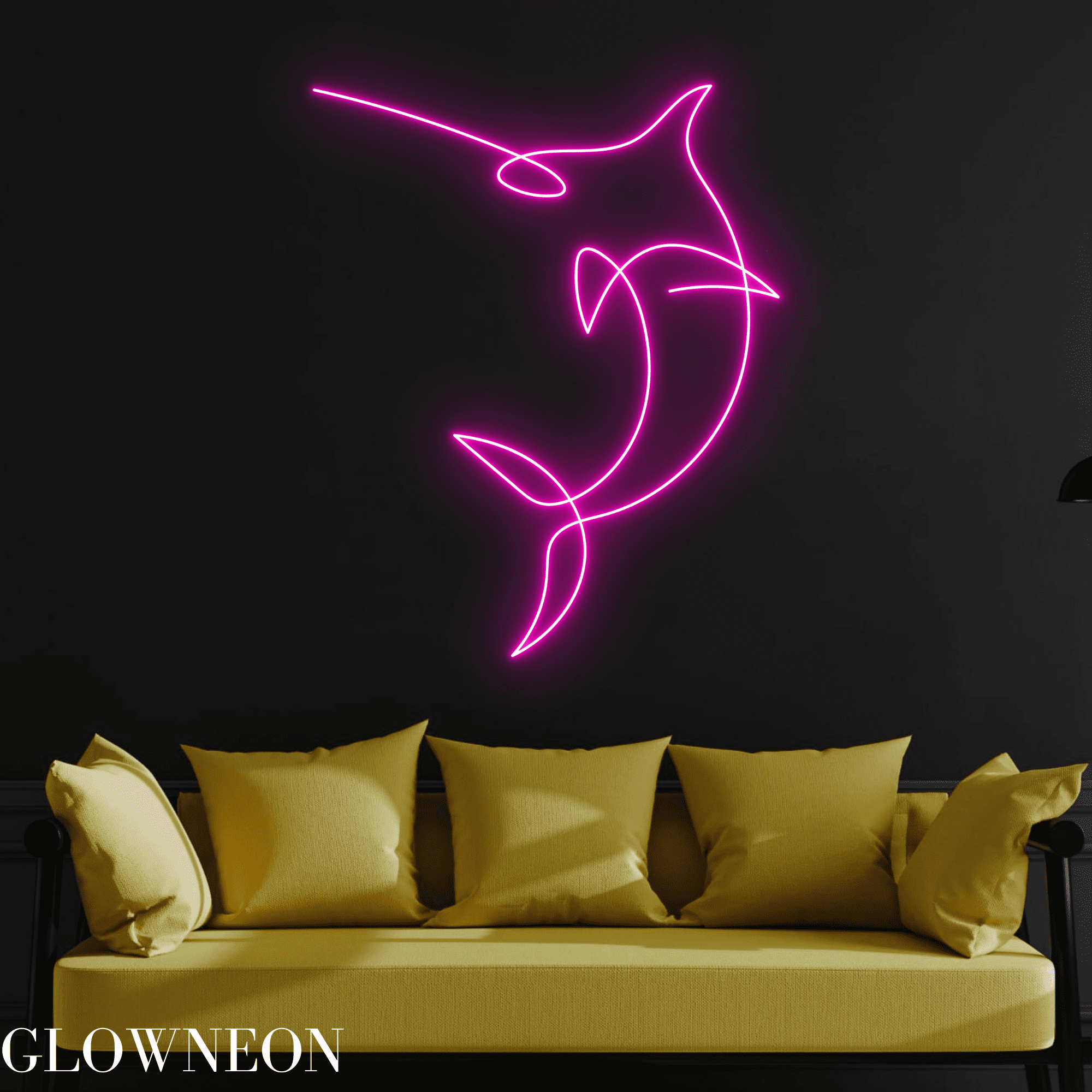 Glowneon Swordfish Line Neon Sign, Swordfish Minimalist Wall Led Sign ...