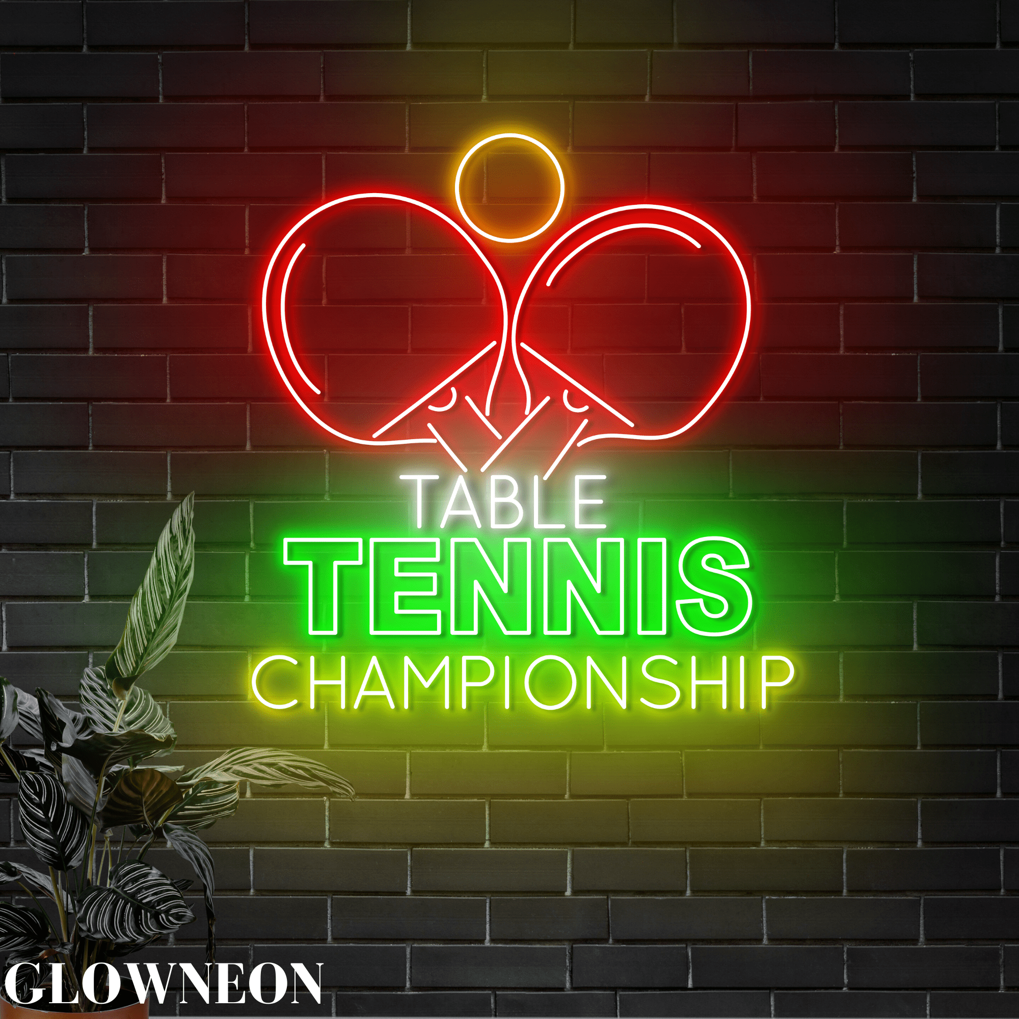 Glowneon Table Tennis Championship Neon Sign, Table Tennis Club Decor ...