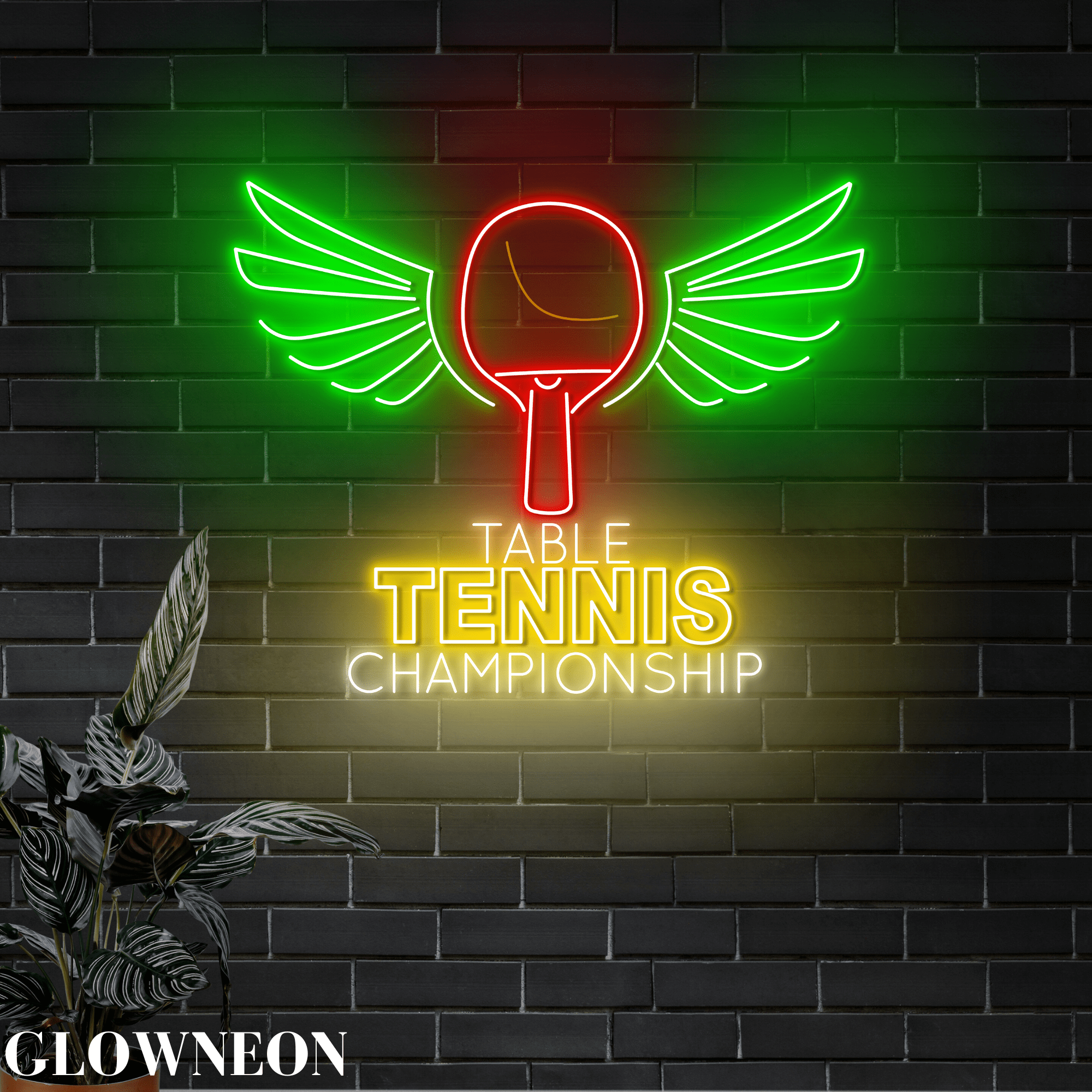 Glowneon Table Tennis Championship Wall Decor, Table Tennis Neon Sign ...