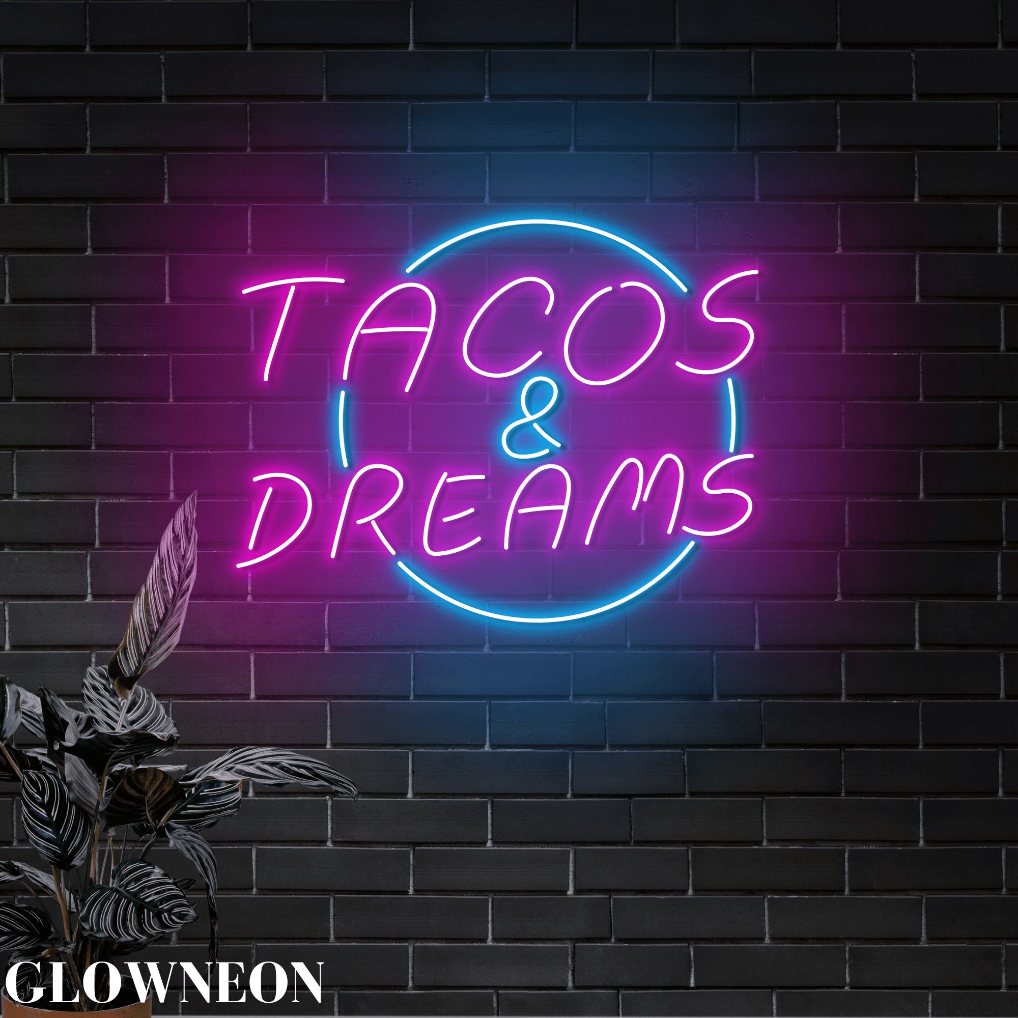 Glowneon Tacos And Dreams Led Wall Art, Mexican Tacos Restaurant Sign ...