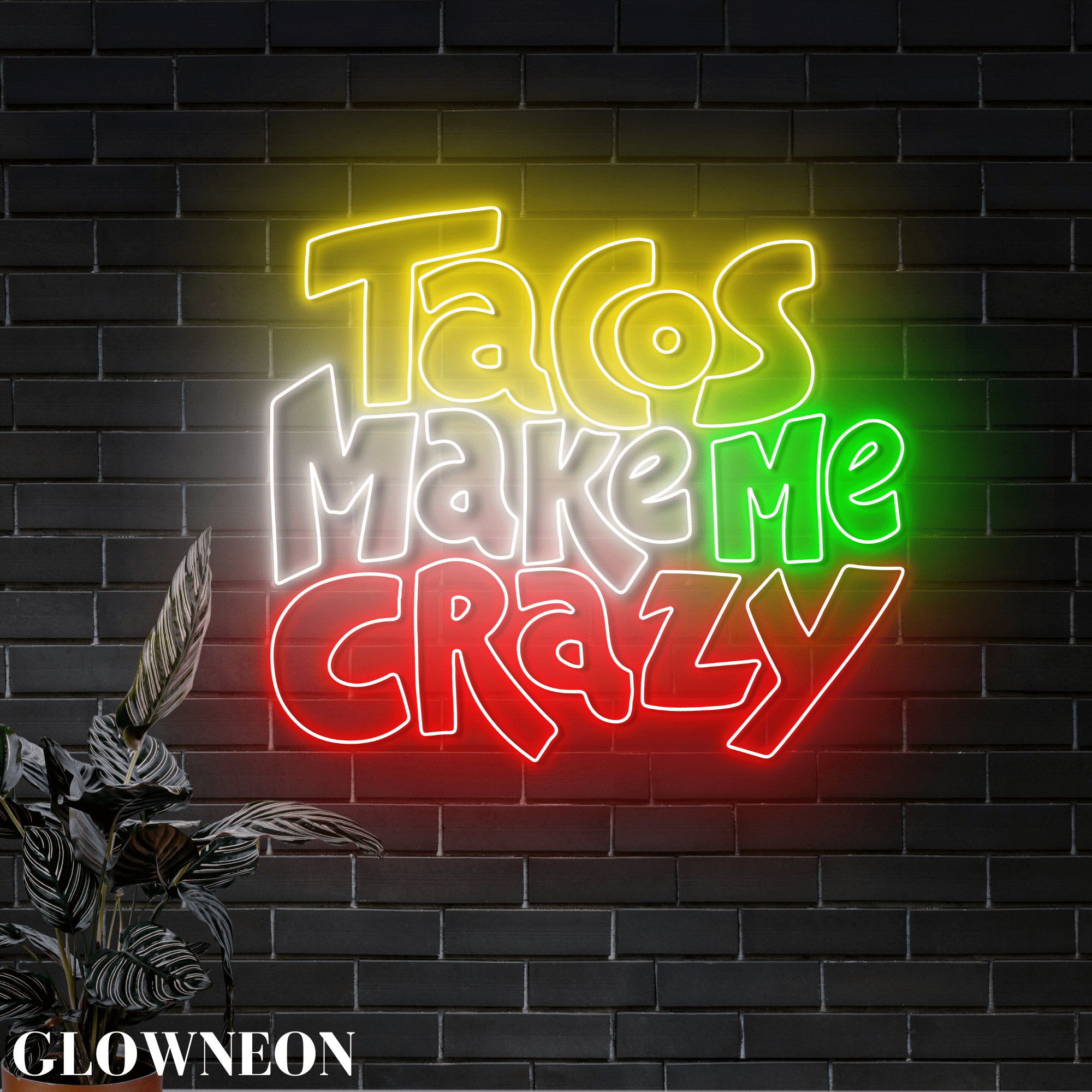 Glowneon Tacos Make Me Crazy Wall Neon Light, Mexican Taco Wall Decor ...