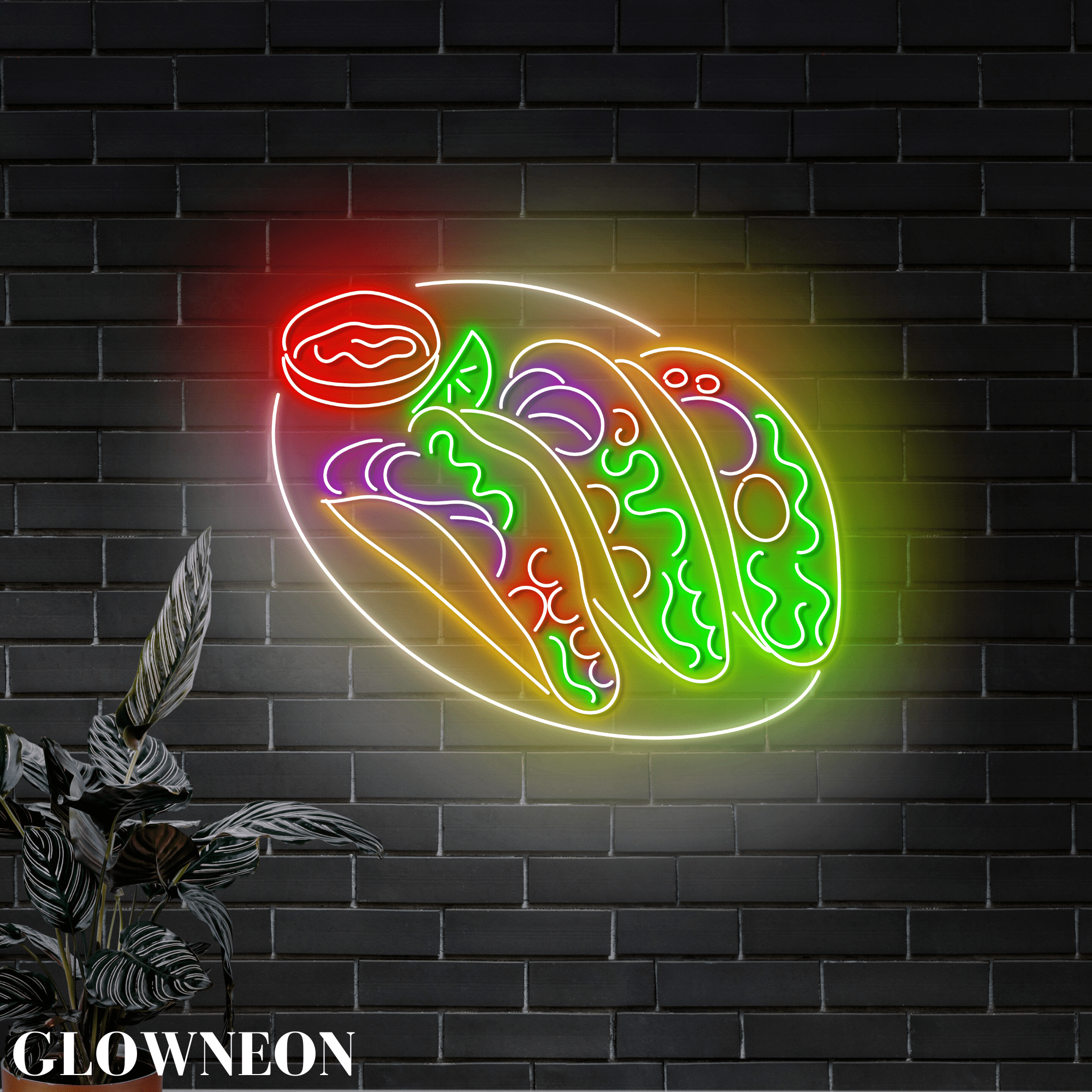 Glowneon Tacos Mexican Led Wall Art, Mexico Taco Shop Neon Wall Decor ...