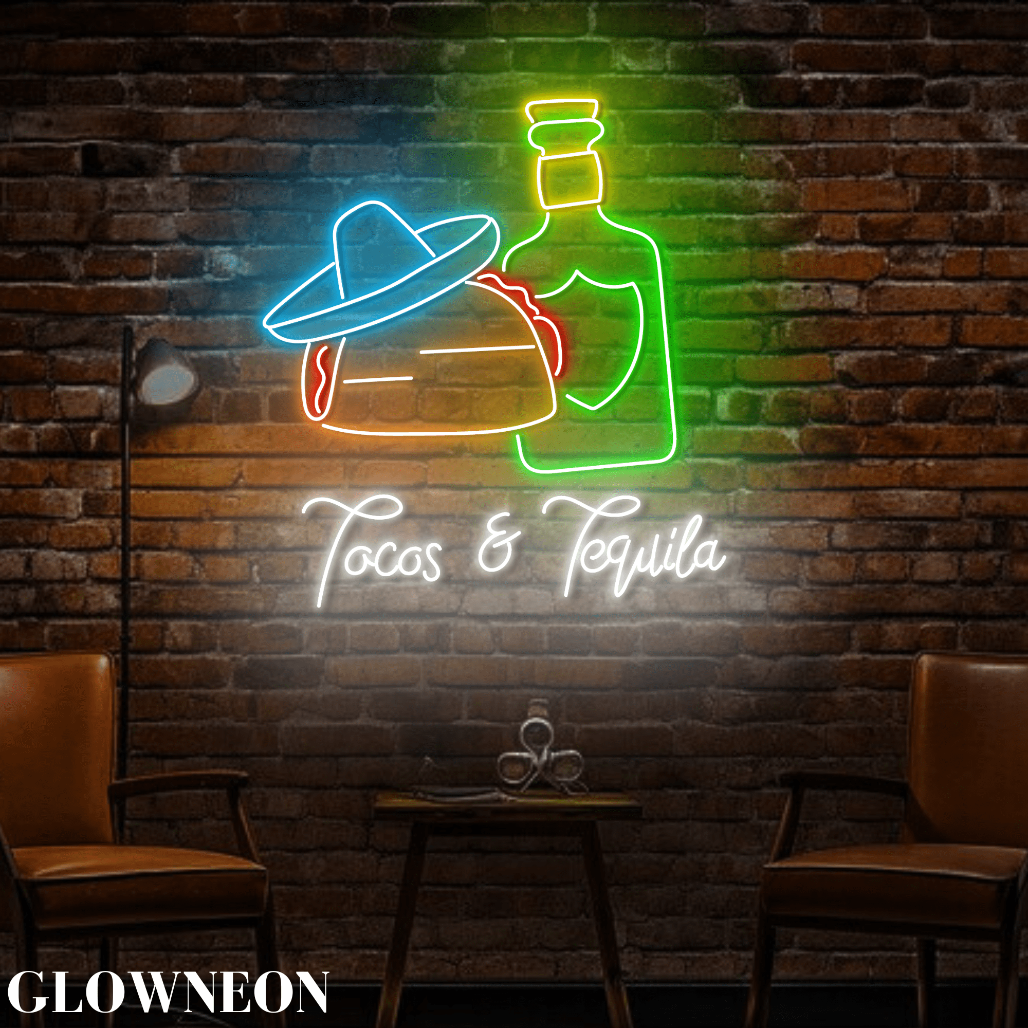 Glowneon Tacos & Tequila Led Wall Art, Mexican Restaurant & Bar Decor ...