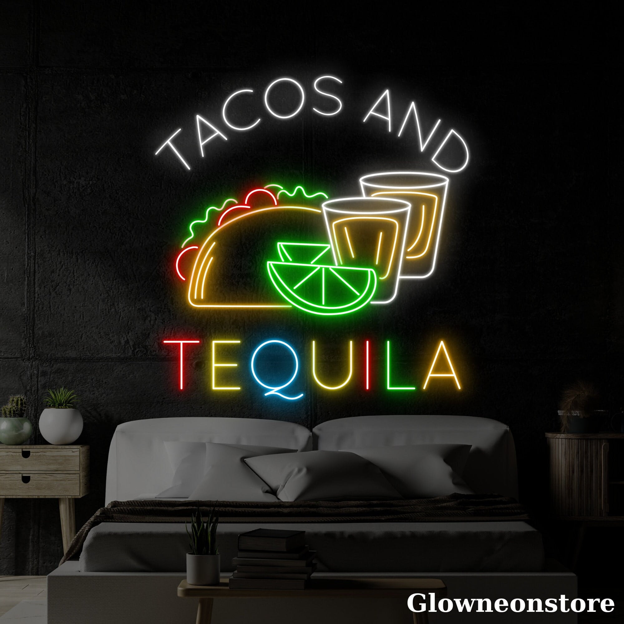 Glowneon Tacos and Tequila Neon Sign, Tacos Led Sign, Tacos Restaurant ...