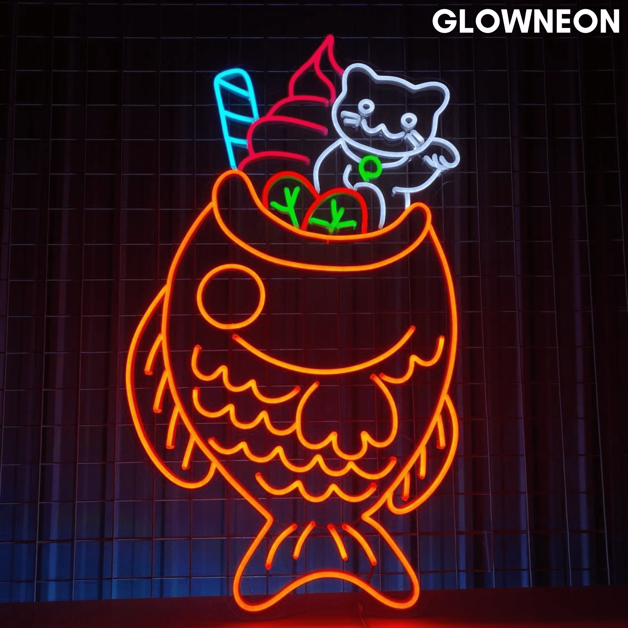 Glowneon Taiyaki Neon Sign, Ice Cream Led Sign, Taiyaki Store Decor ...