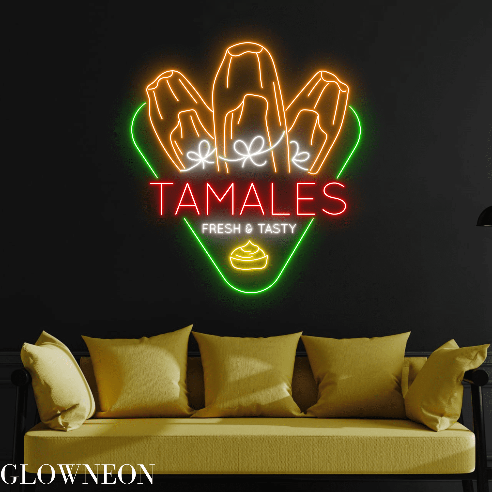 Glowneon Tamales Fresh & Tasty Neon Sign, Tamale Restaurant Led Sign ...
