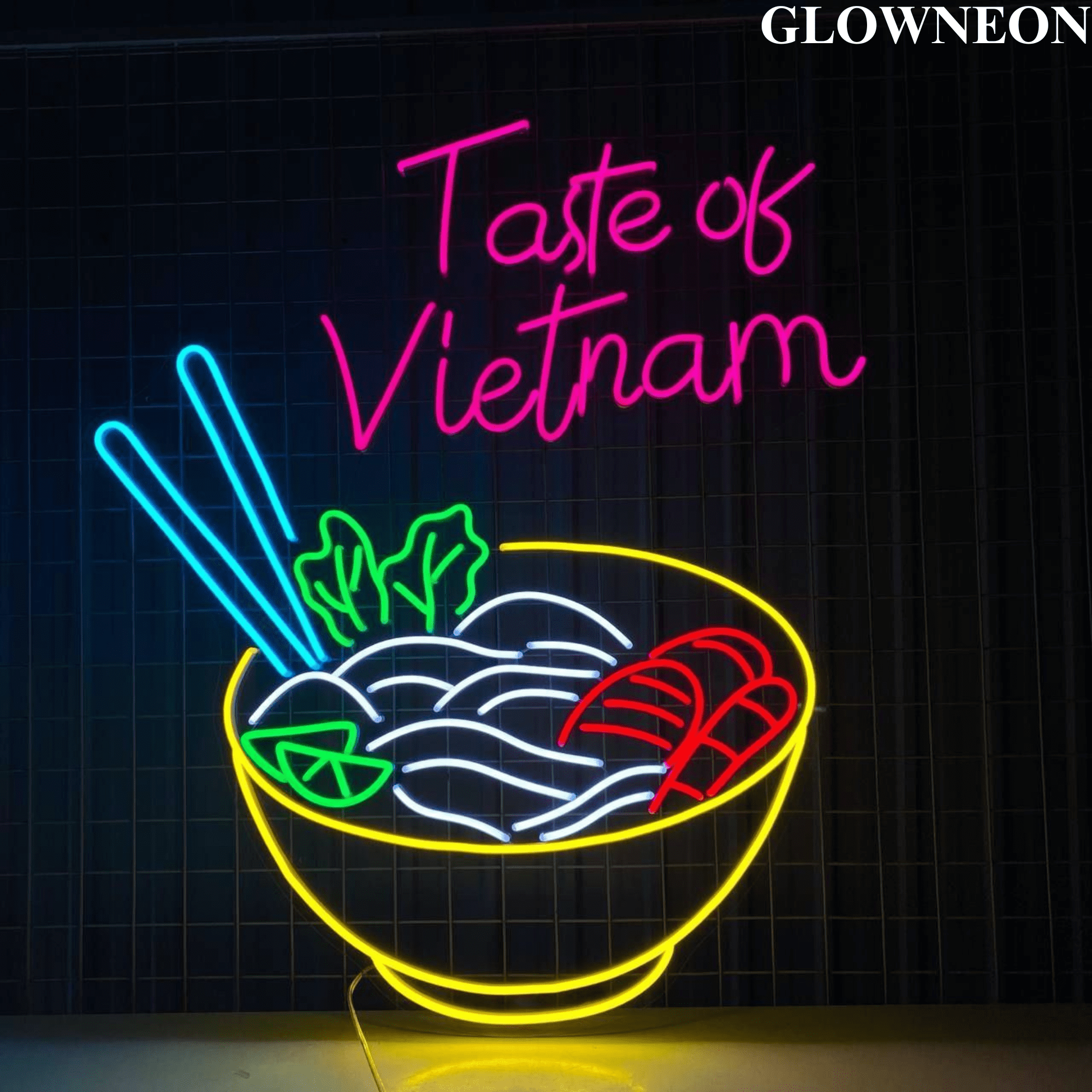 Glowneon Taste Of Vietnam Neon Sign, Vietnamese Pho Restaurant Decor ...