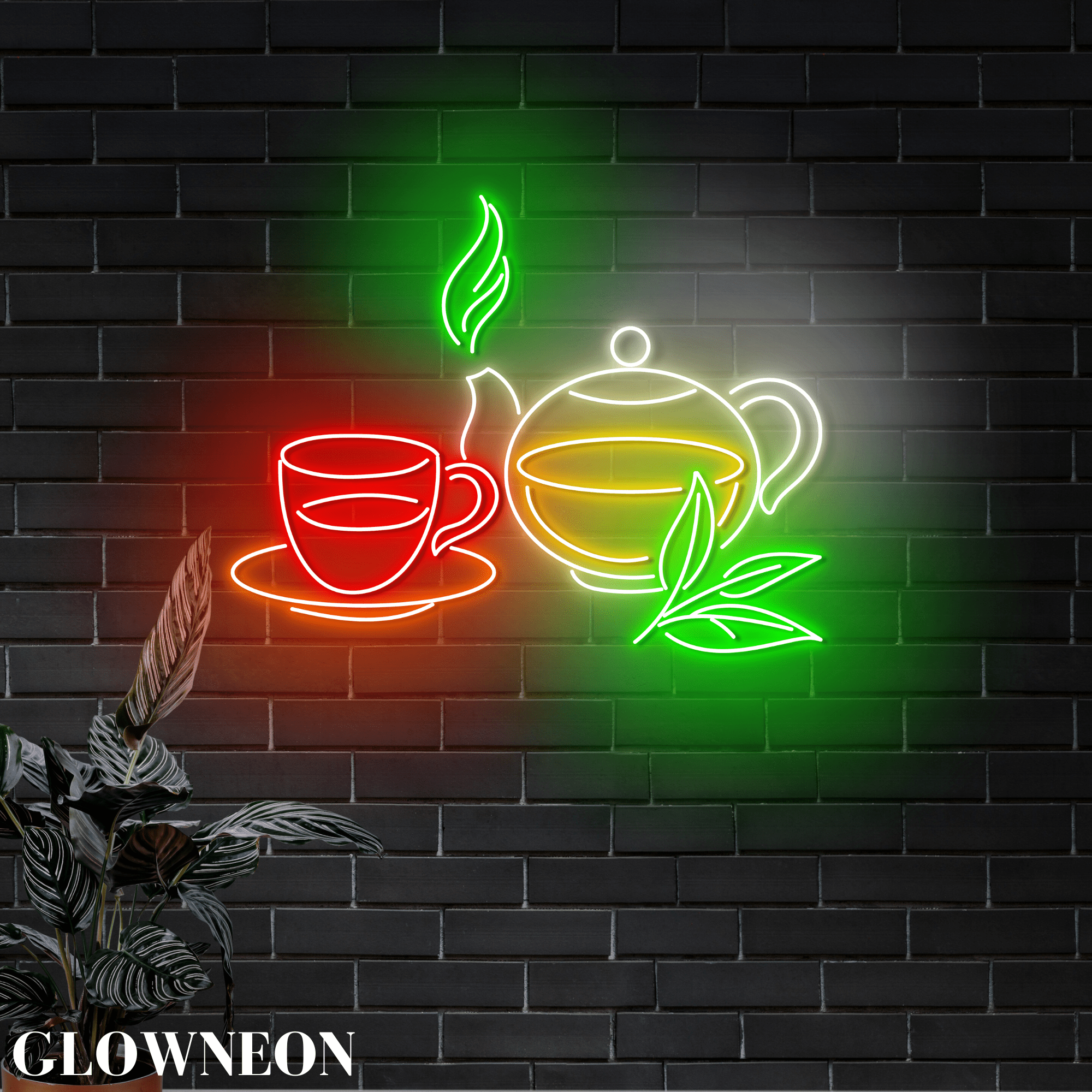 Glowneon Tea Cup And Teapot Led Neon Light For Tea Drink Shop Decor ...