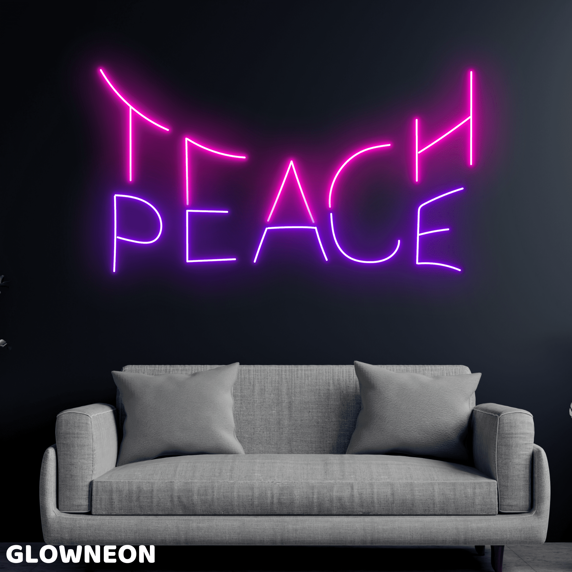 Glowneon Teach Peace Neon Sign, Peace Led Sign, Peace Lover Home Gift ...