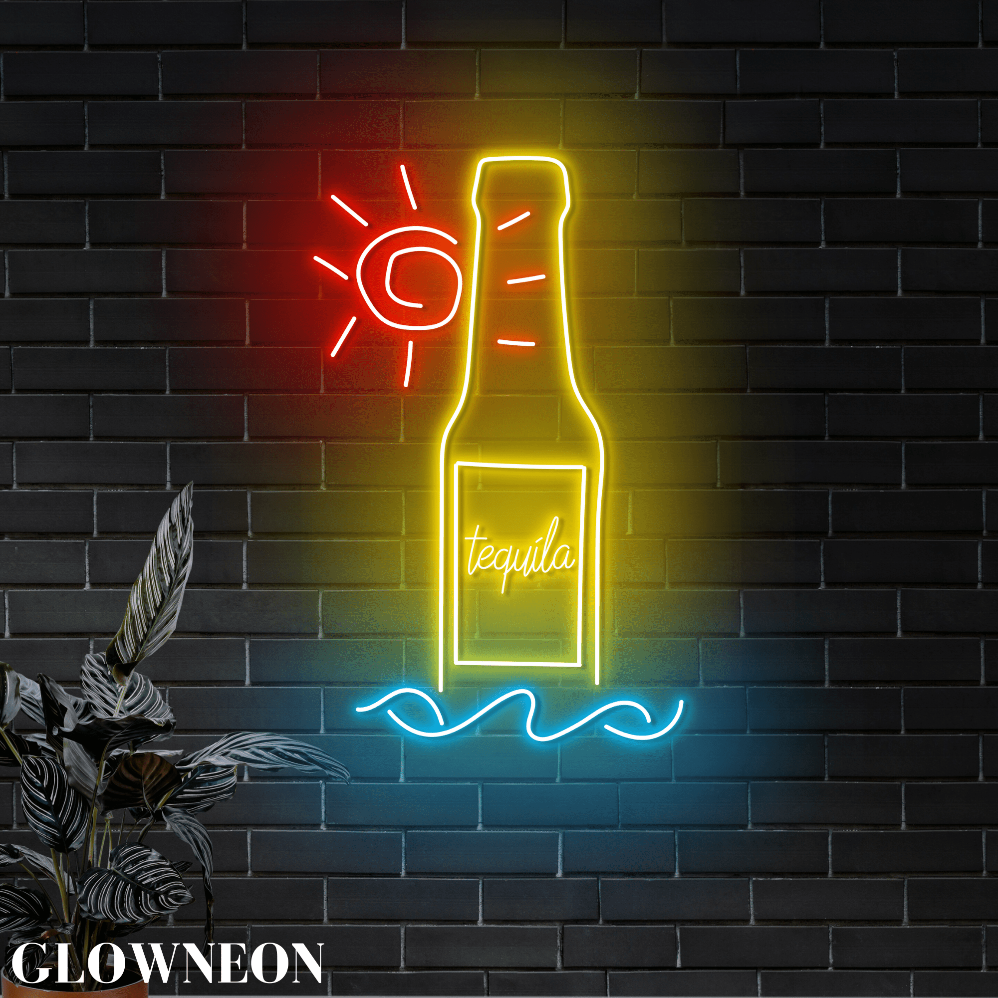 Glowneon Tequila Cocktail Sun Led Wall Decor, Mexico Tequila Wall Art ...
