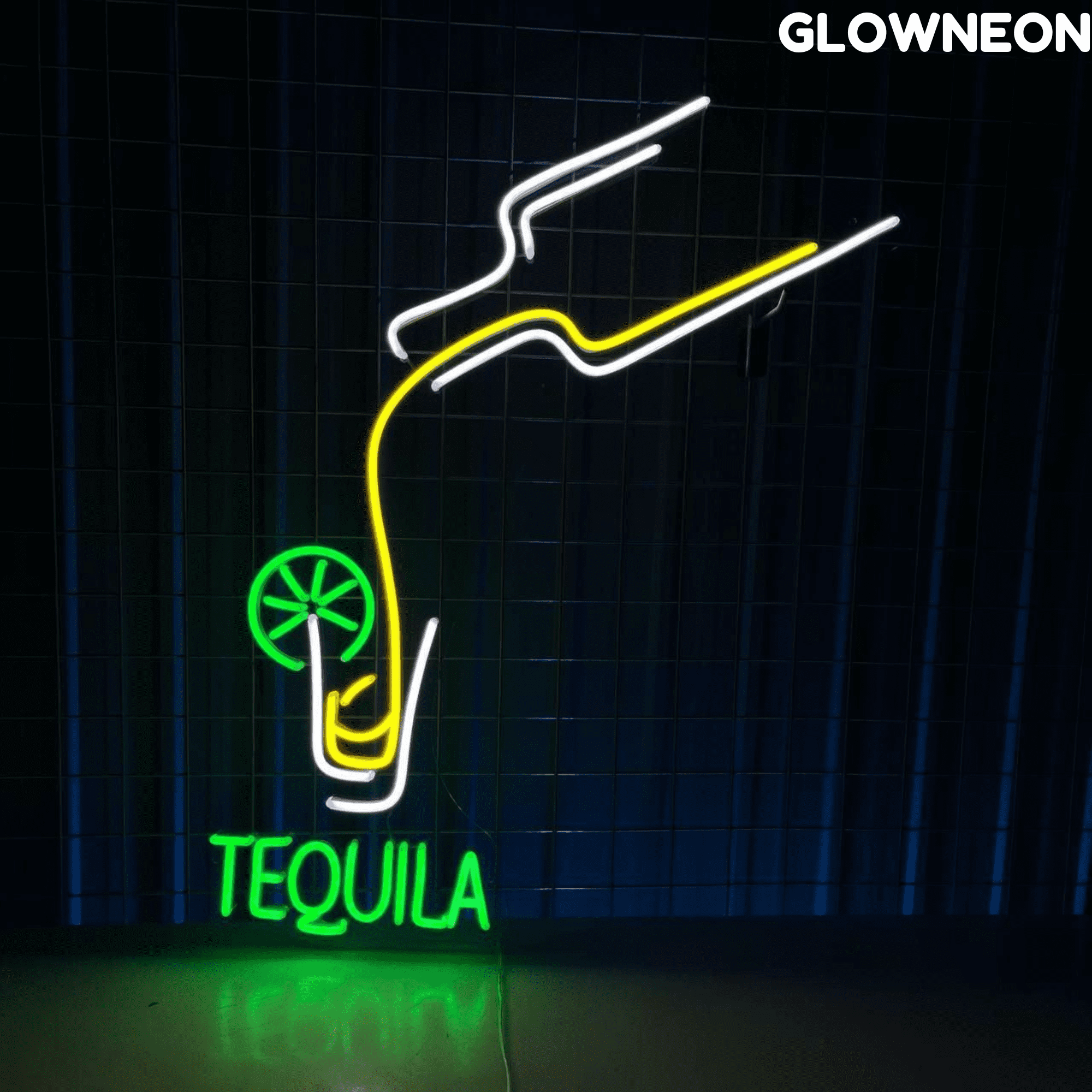 Glowneon Tequila Glass Bottle Neon Sign, Tequila Bar Wall Led Light ...