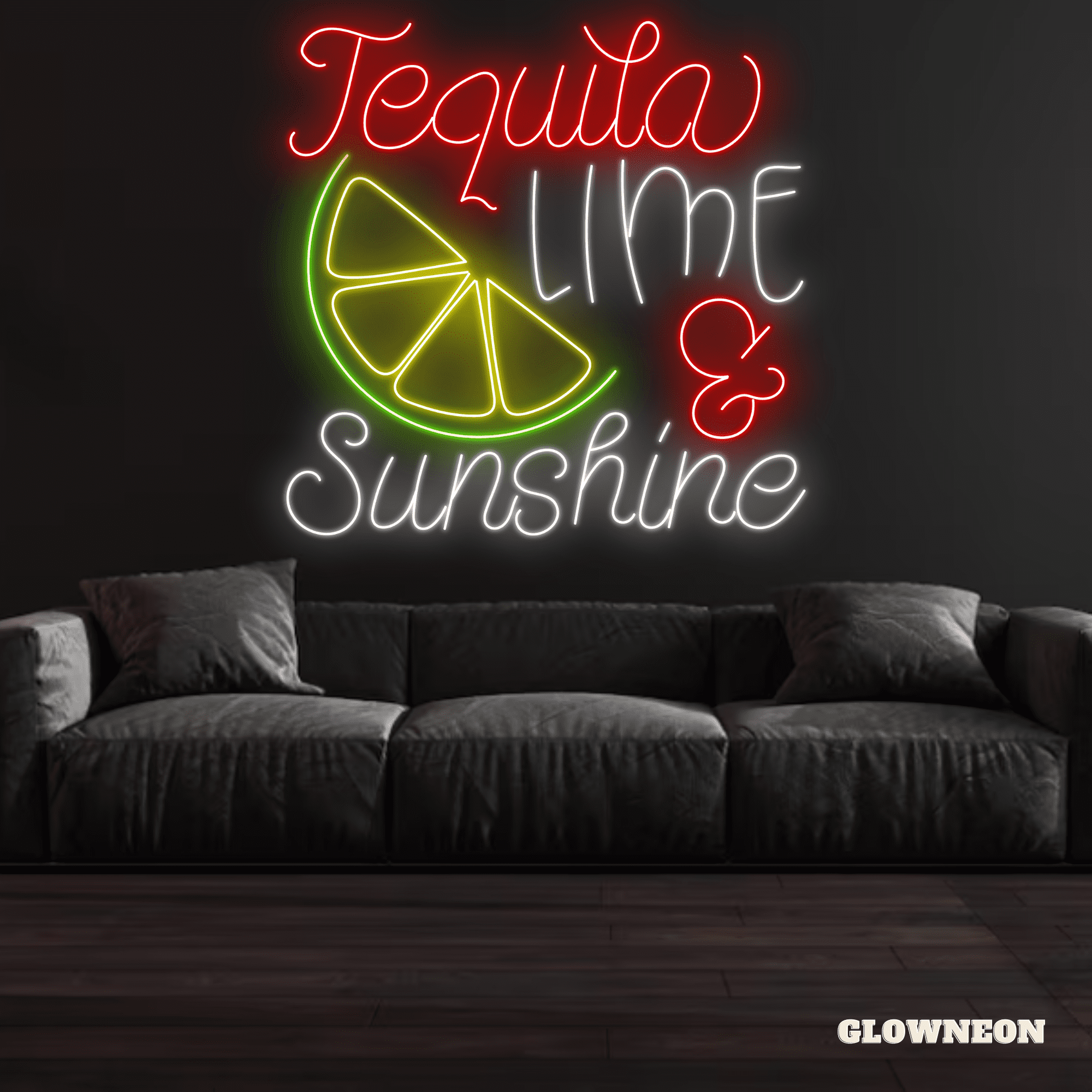 Glowneon Tequila Lime & Sunshine Neon Sign, Bar Decor, Bar Neon Sign ...
