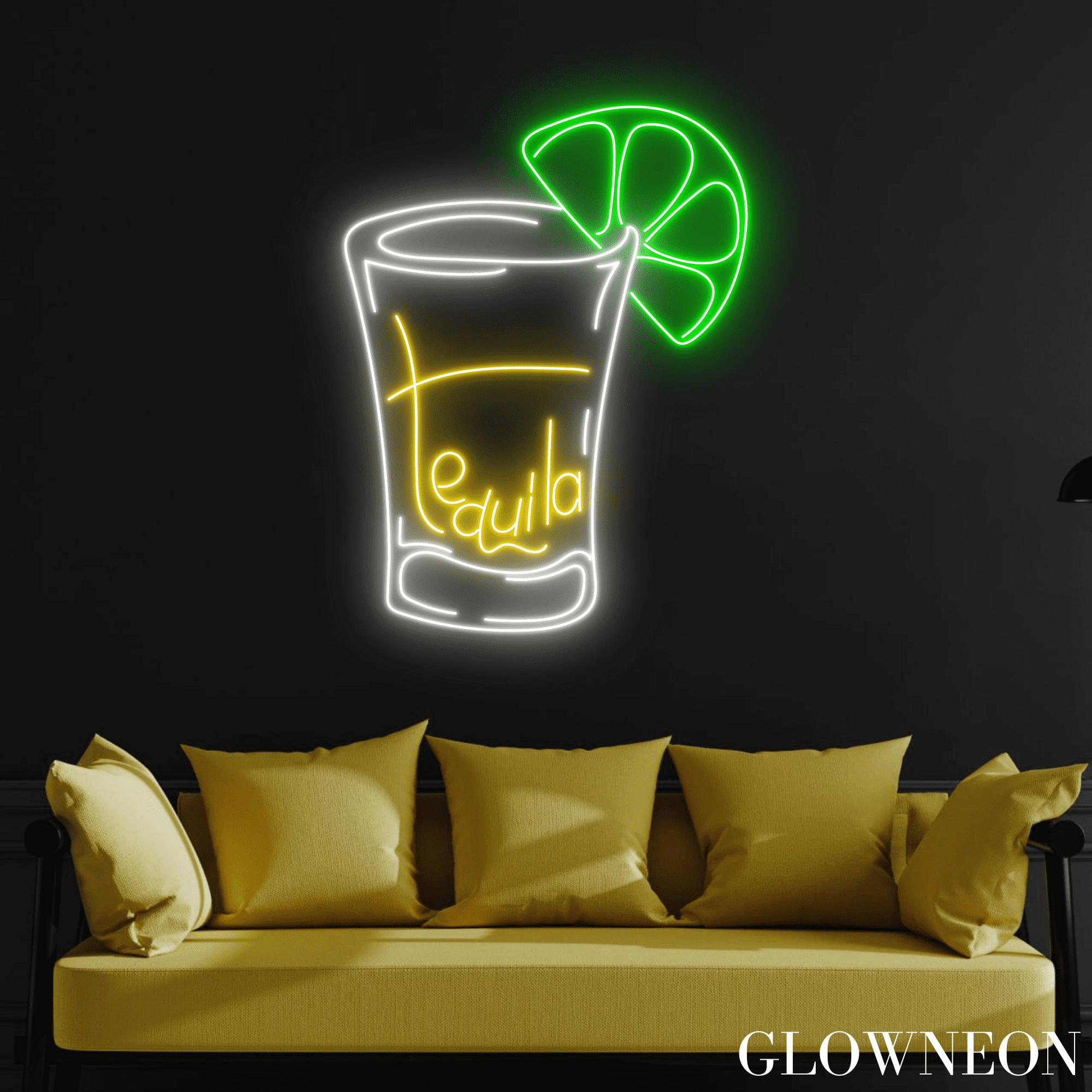 Glowneon Tequila Neon Sign, Tequila Glass Led Sign, Bar Pub Wall Art ...