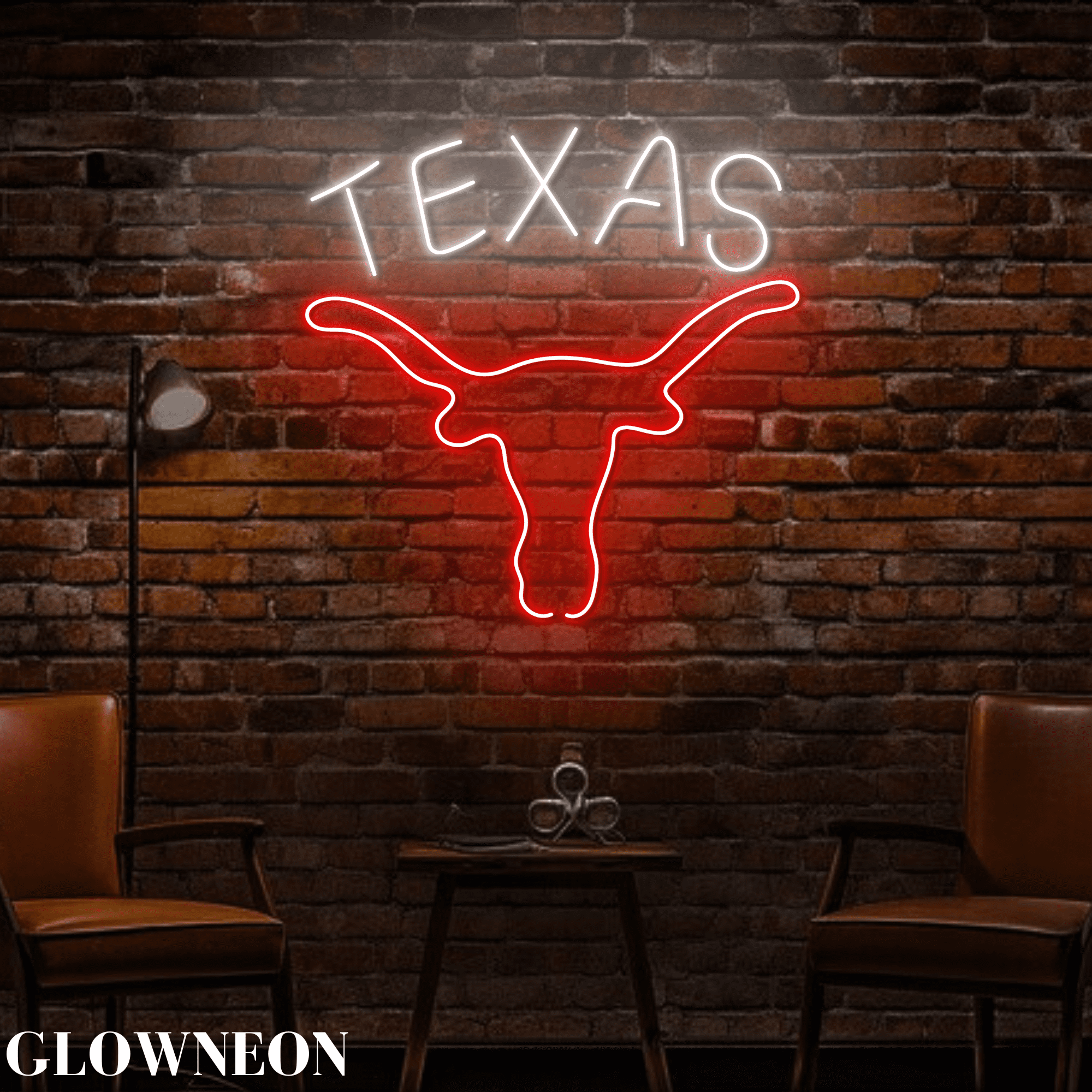 Glowneon Texas Neon Sign, Texas Bull Skull Wall Art, Bar Pub Wall Art ...