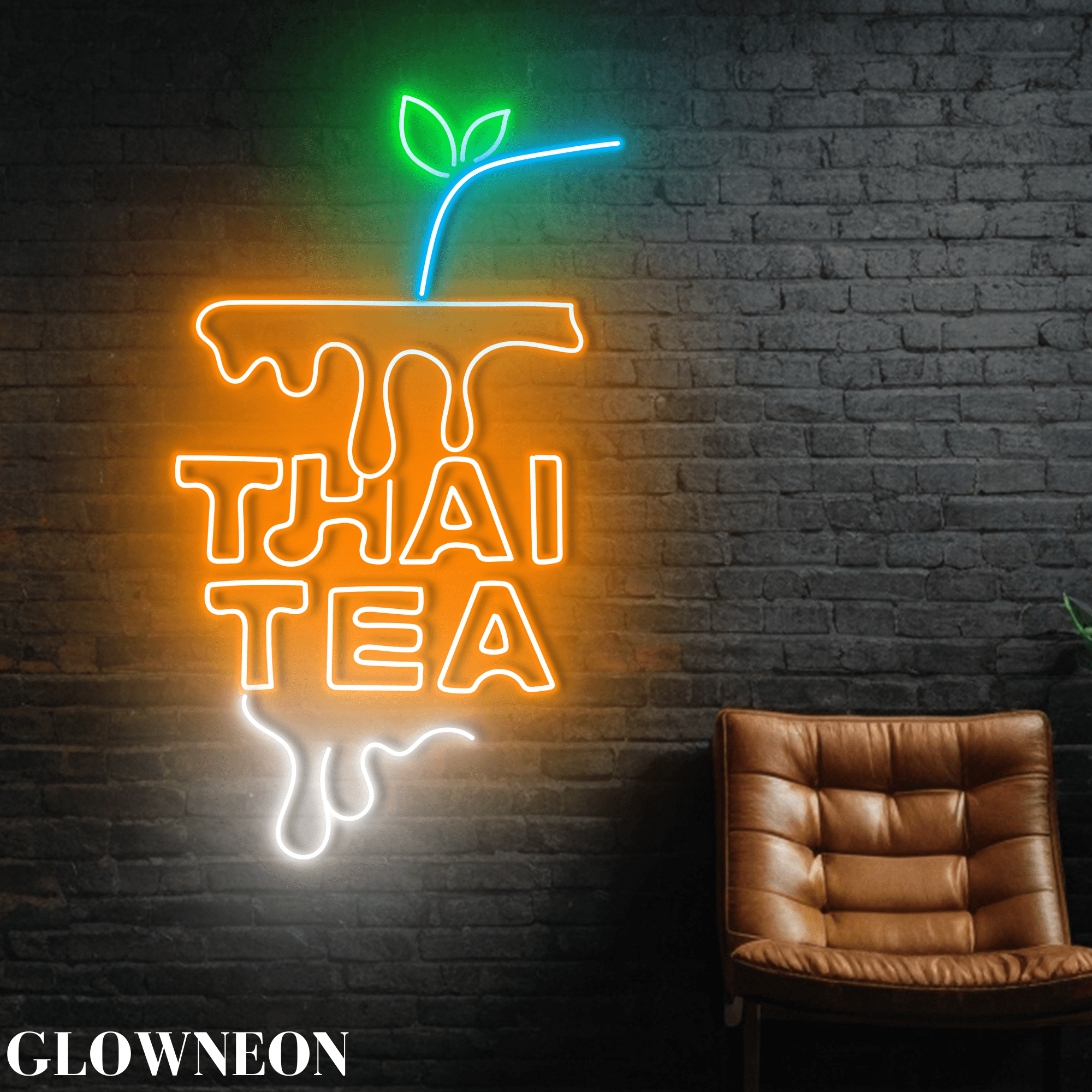 Glowneon Thai Tea Wall Art Led Lights, Thai Milk Tea Store Neon Decor ...