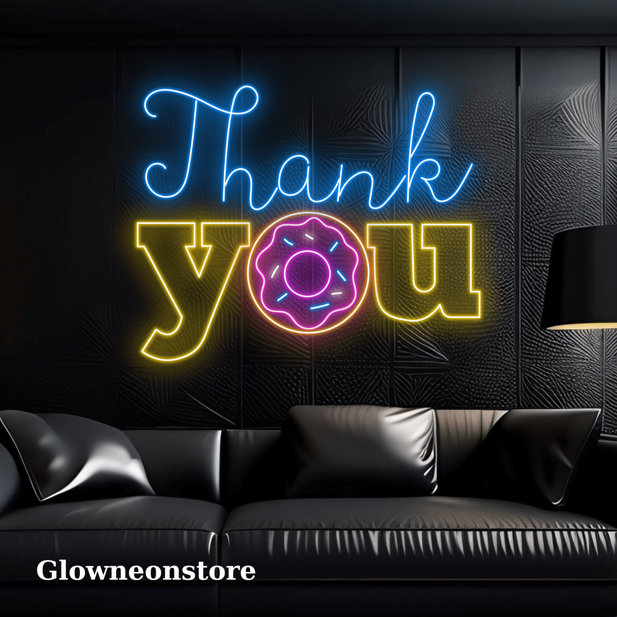 Glowneon Thank You Donut Neon Sign, Thank You Sign Wall Decor Bakery ...