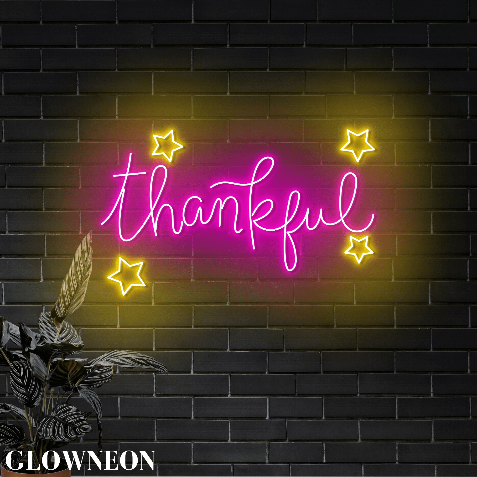 Glowneon Thankful Led Neon Sign, Thanksgiving Season Store Shop Decor ...