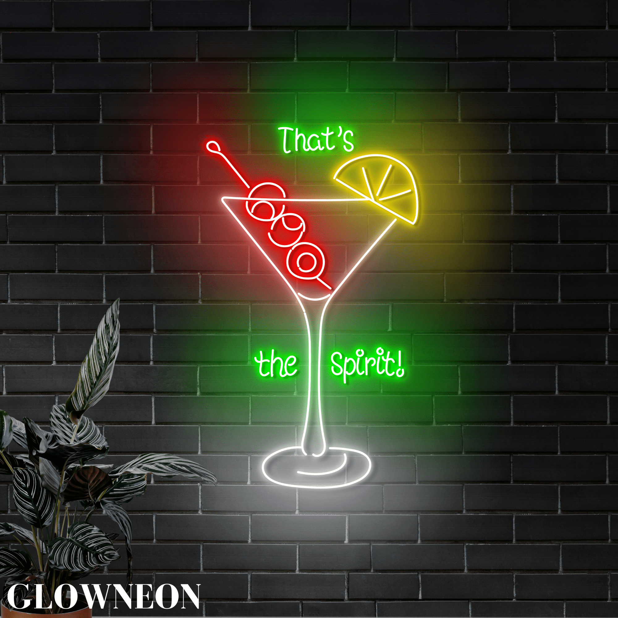 Glowneon That's The Spirit Led Sign For Martini Cocktail Bar Wall Art ...