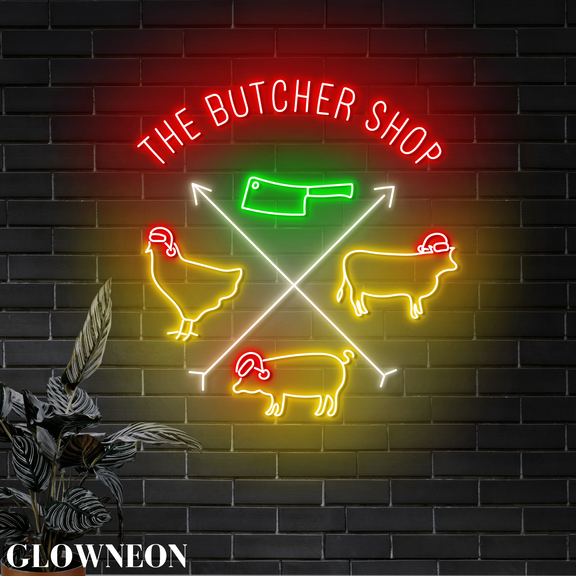 Glowneon The Butcher Shop Christmas Neon Signs, Meat Shop Xmas Decor ...