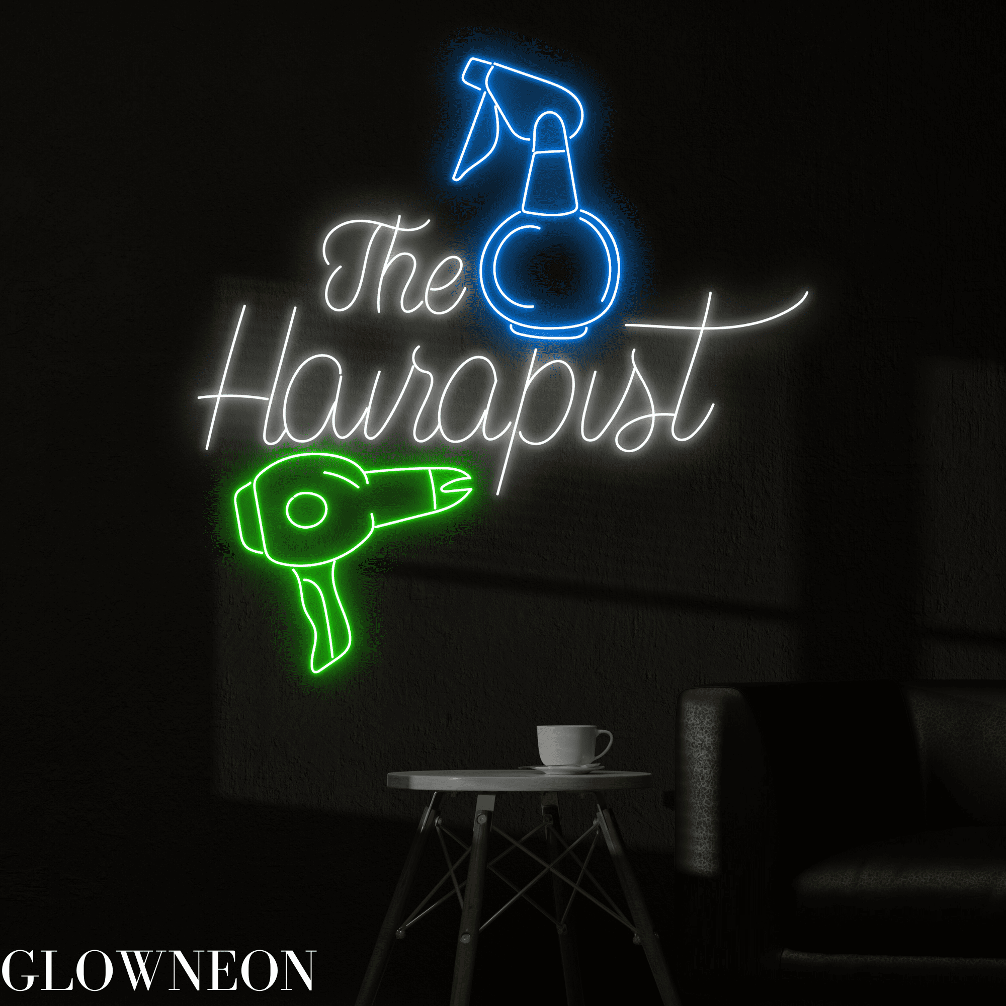 Glowneon The Hairapist Neon Sign, Hair Salon Led Sign, Barber Decor ...