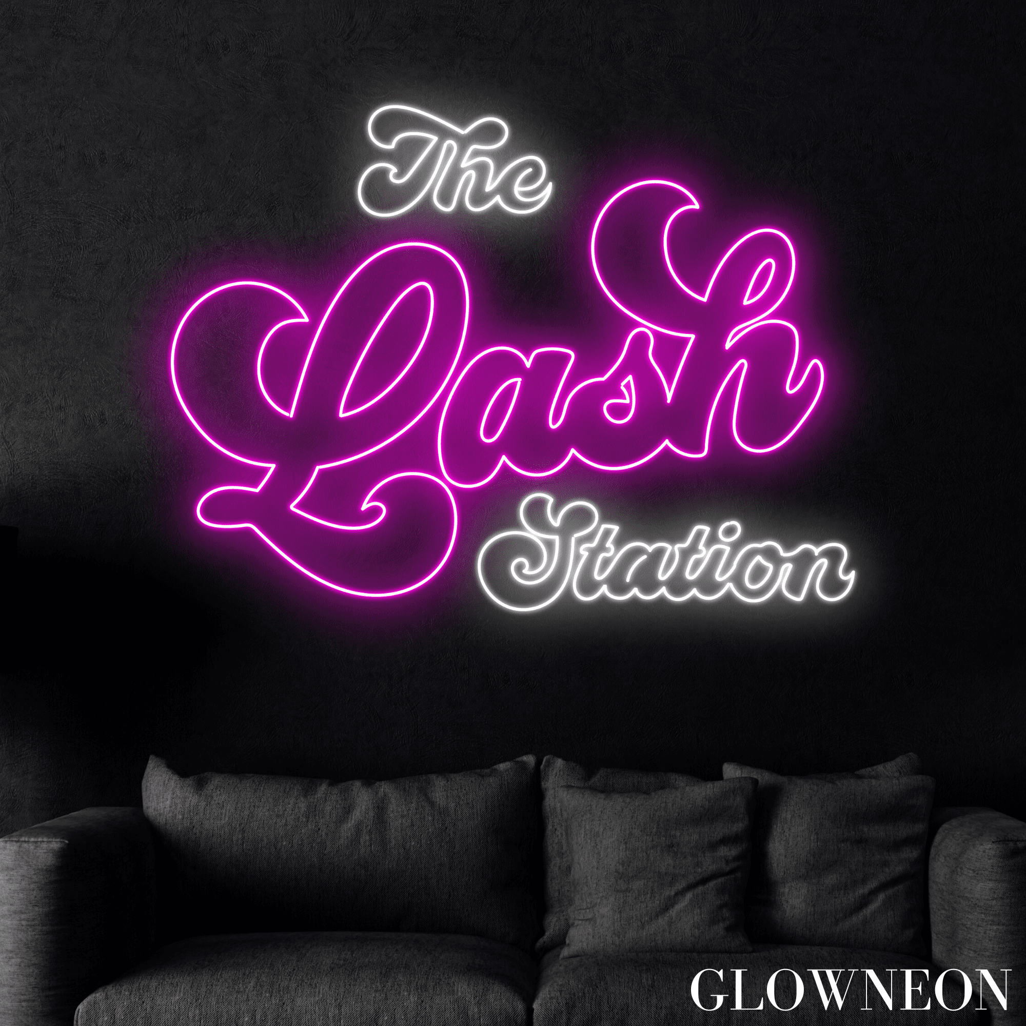 Glowneon The Lash Station Neon Sign, Lash Led Sign, Eyelash Room Sign ...
