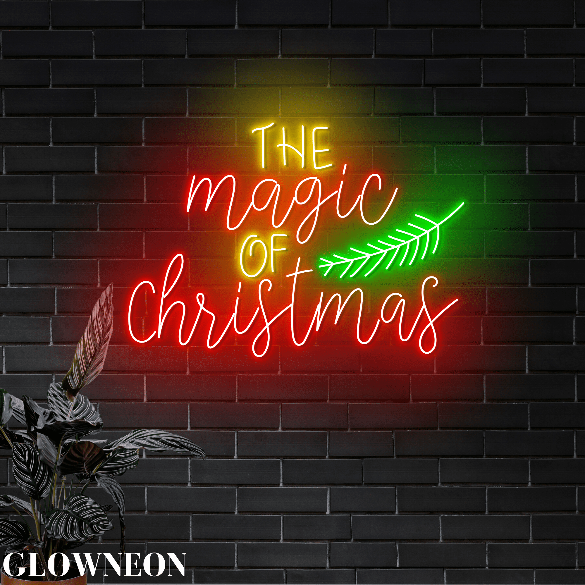 Glowneon The Magic Of Christmas Neon Sign, Christmas Party Wall Decor ...